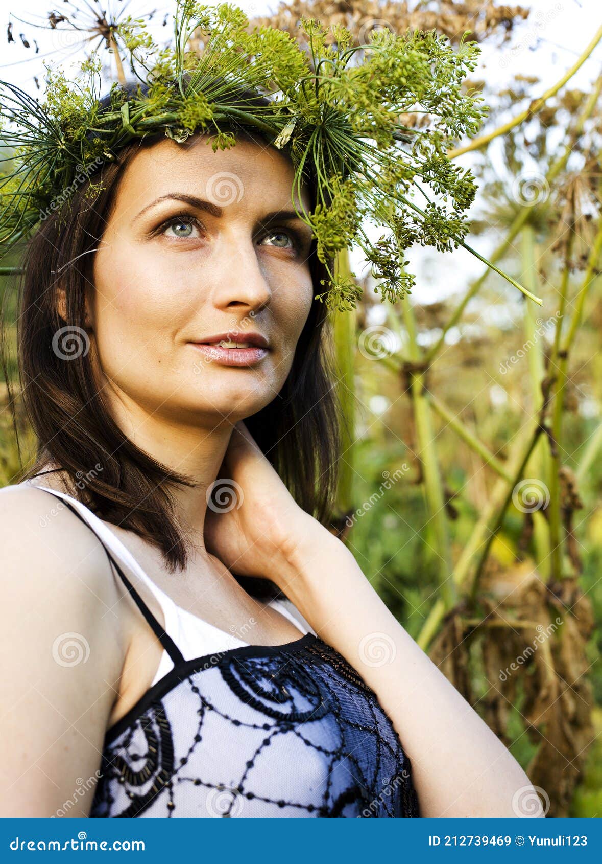 Young Pretty Blonde Girl Enjoing Spring Nature In Park Lifestyle
