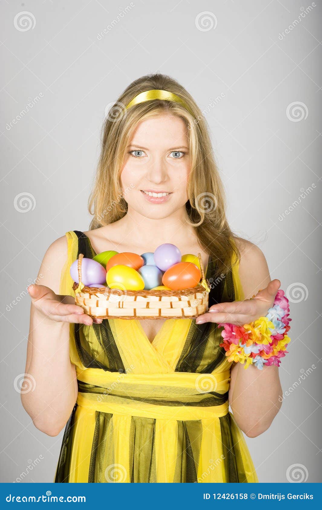 Young Pretty Easter Woman with Colourfull Eggs Stock Photo - Image of ...
