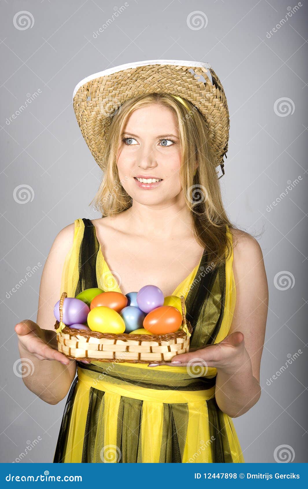 Young Pretty Easter Woman with Colourfull Eggs Stock Photo - Image of ...