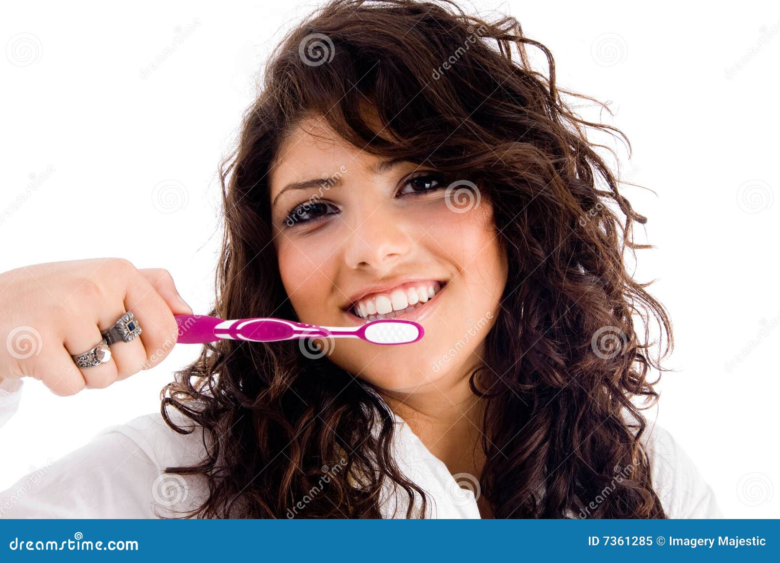 Young Pretty Female Holding Toothbrush Stock Image - Image of pretty ...