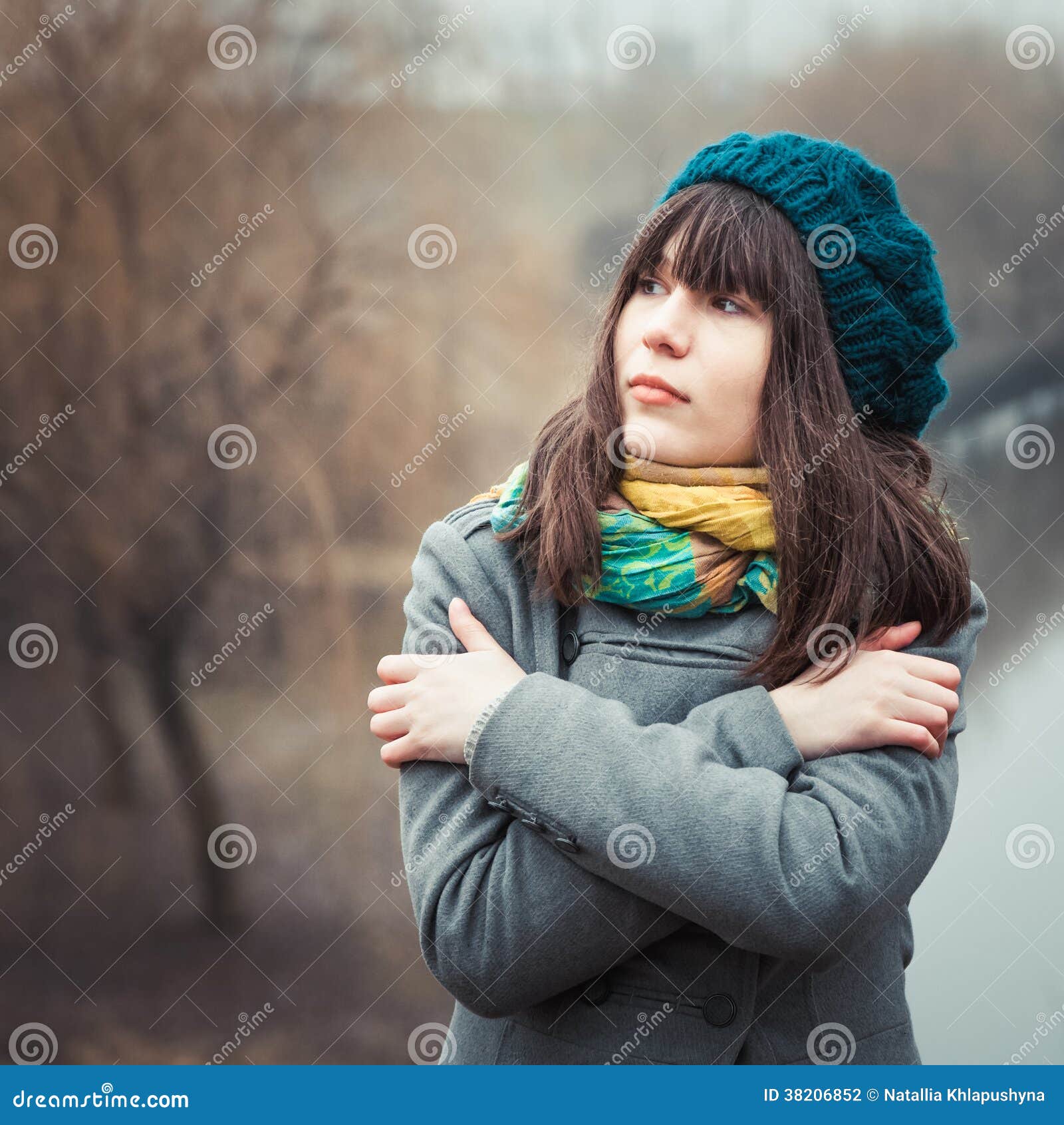 Young Pretty Girl in Cold Weather Outdoors Stock Photo - Image of dream ...
