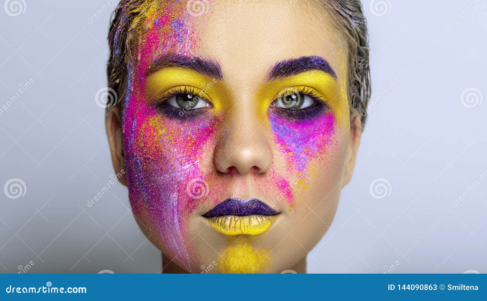 Young Pretty Girl with Creative Make-up, Studio Shoot Stock Image ...
