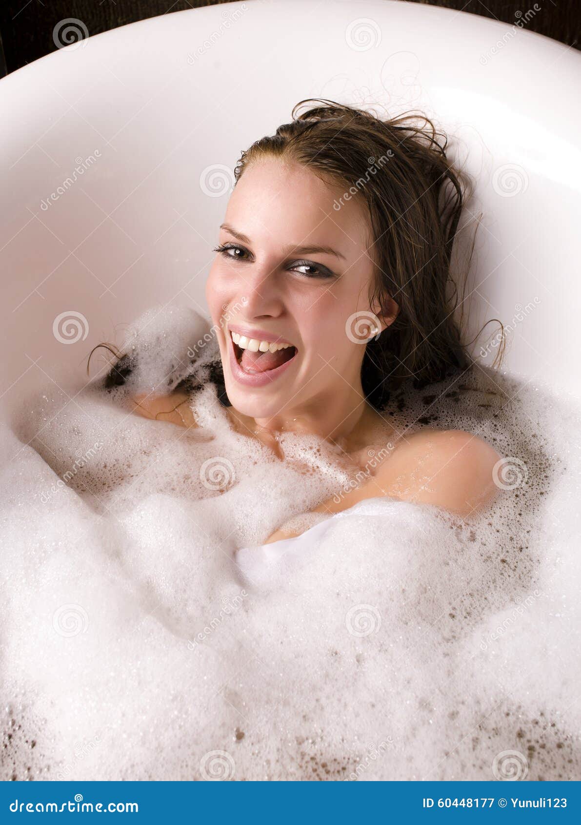 Young Pretty Girl Enjoying Bath With Foam Stock Image Image Of
