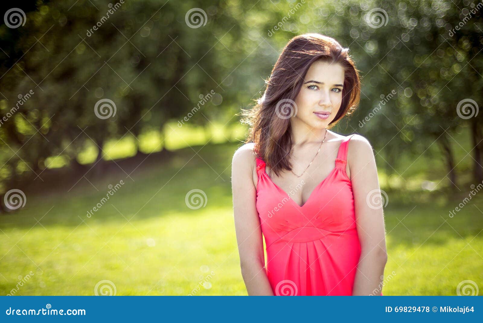 Young Pretty Girl in Park in Spring Stock Photo - Image of happy ...