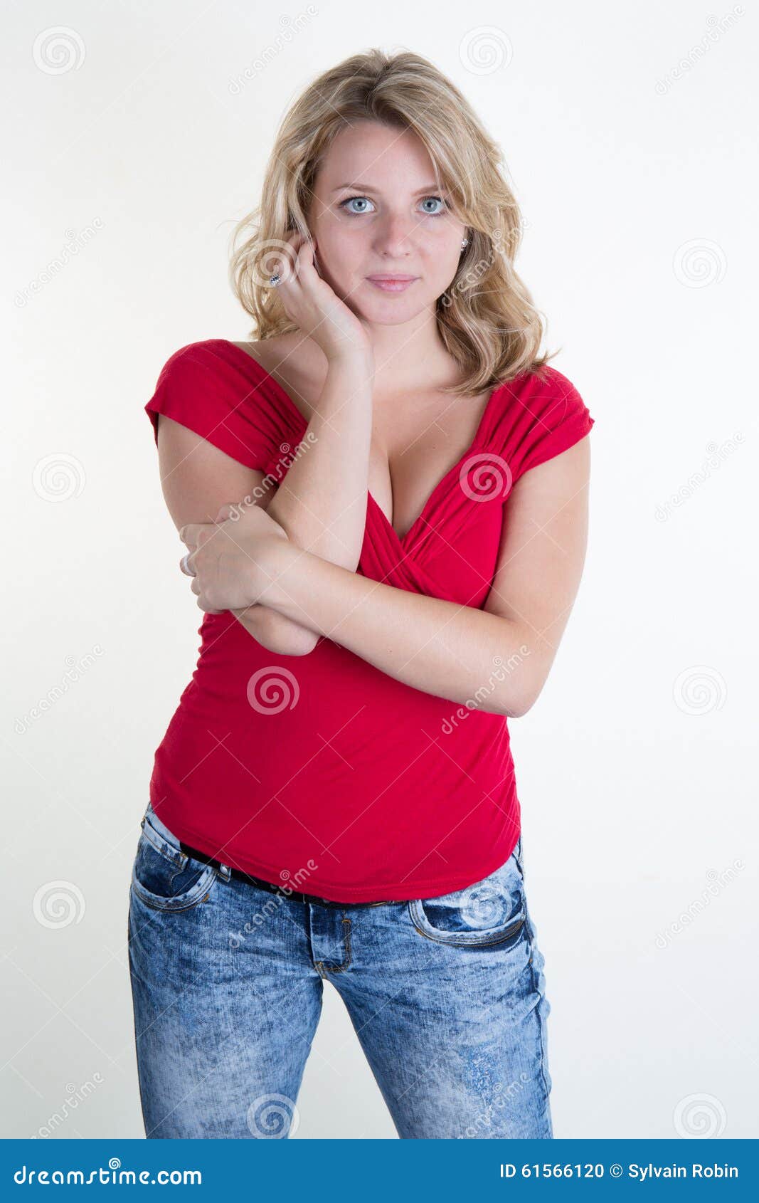 Young and Pretty Girl with a Red Top Stock Photo - Image of laughter ...