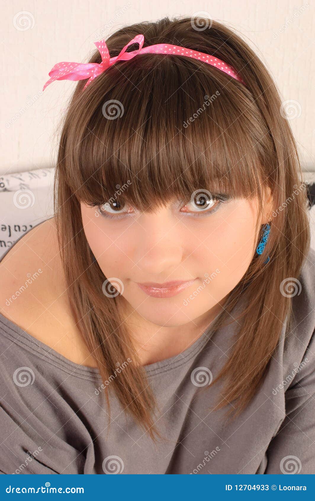 Young Pretty Girl, with a Ribbon Stock Image - Image of love, pink ...