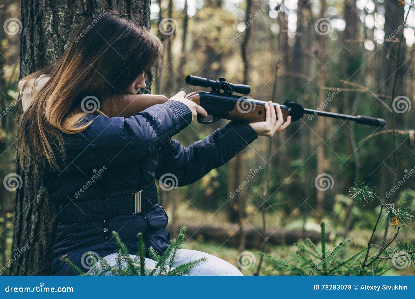 Young Pretty Girl with Rifle Stock Photo - Image of female, girl: 78283078