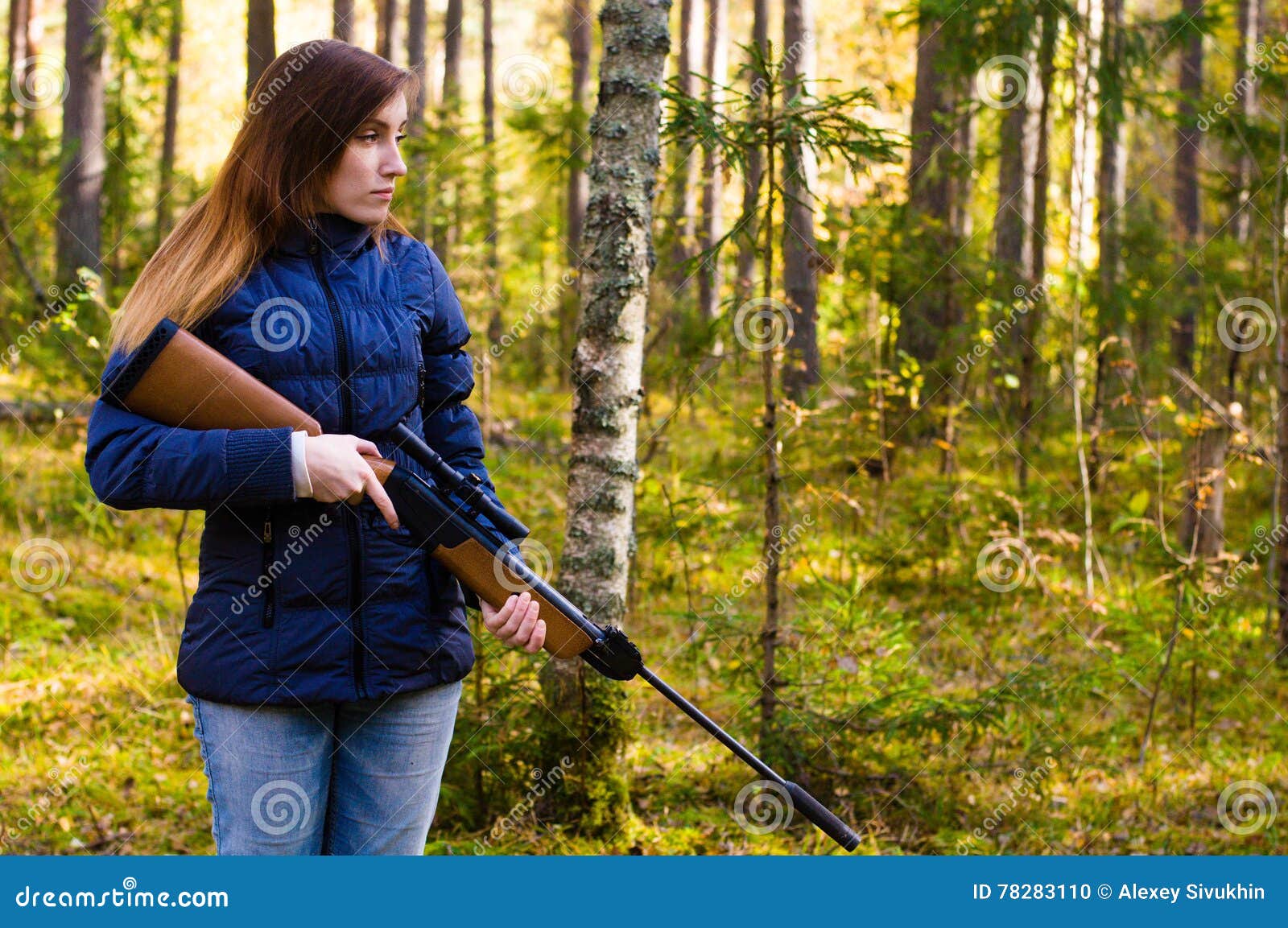 Young Pretty Girl with Rifle Stock Photo - Image of girl, rifle: 78283110