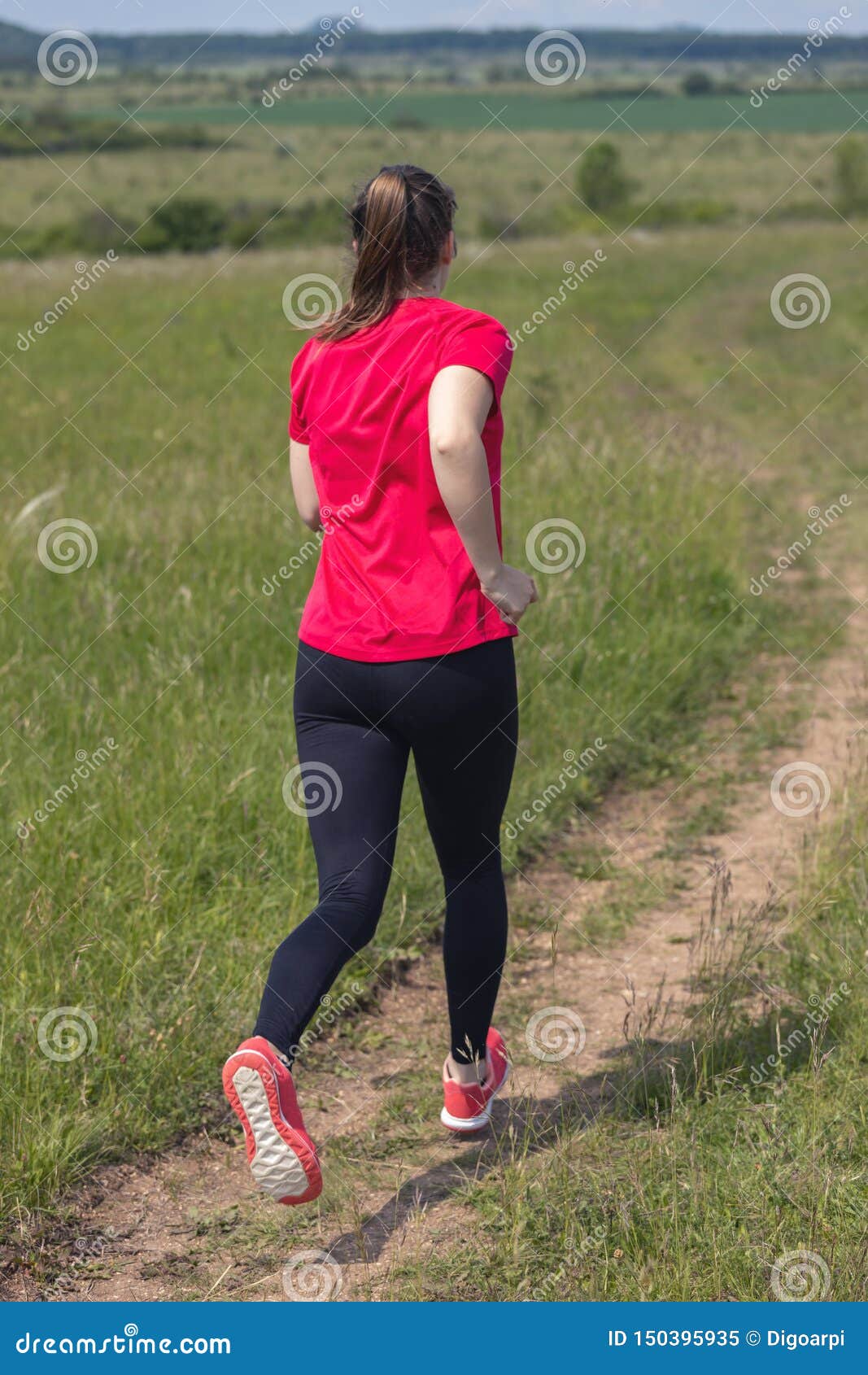 Young Pretty Girl Running on the Meadow Stock Image - Image of meadow ...