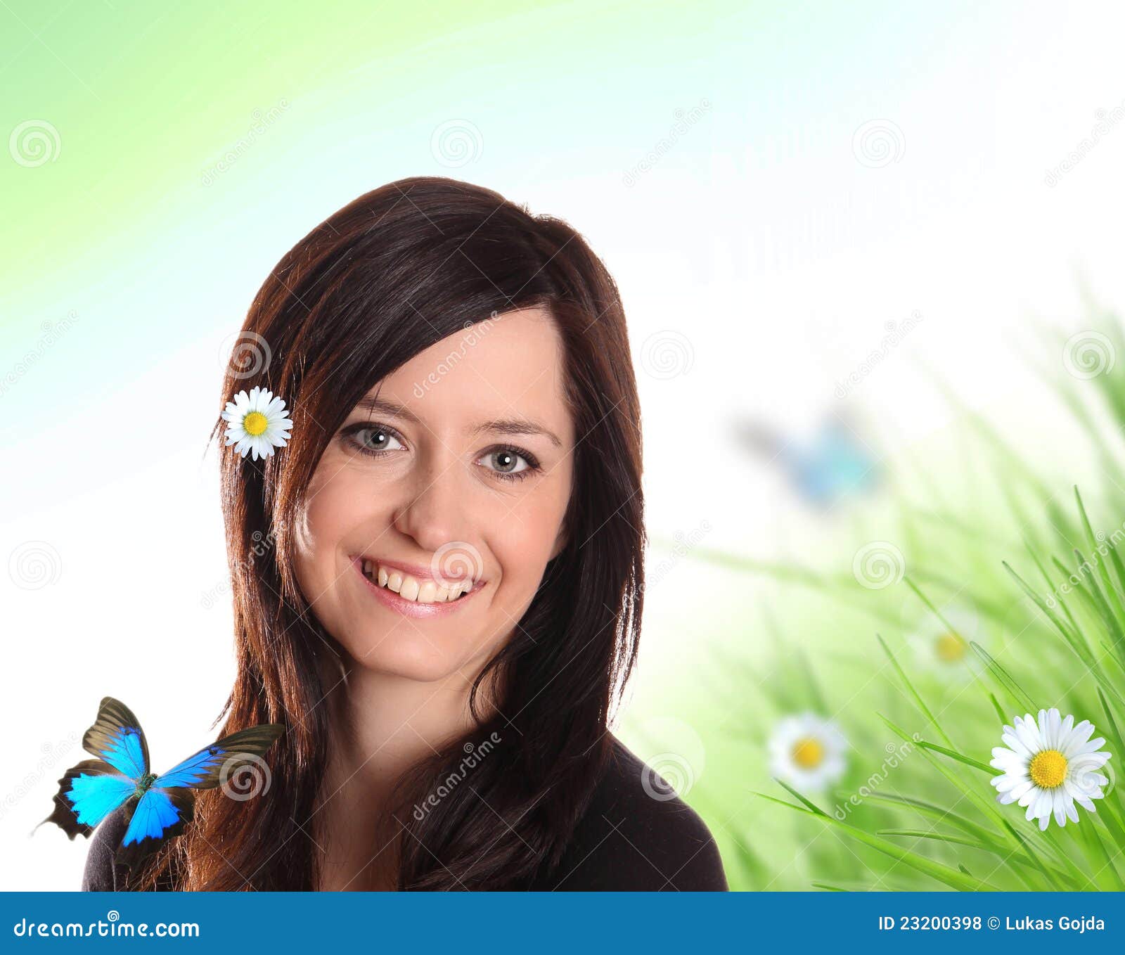 Young Pretty Girl in Spring Nature Stock Photo - Image of caucasian ...