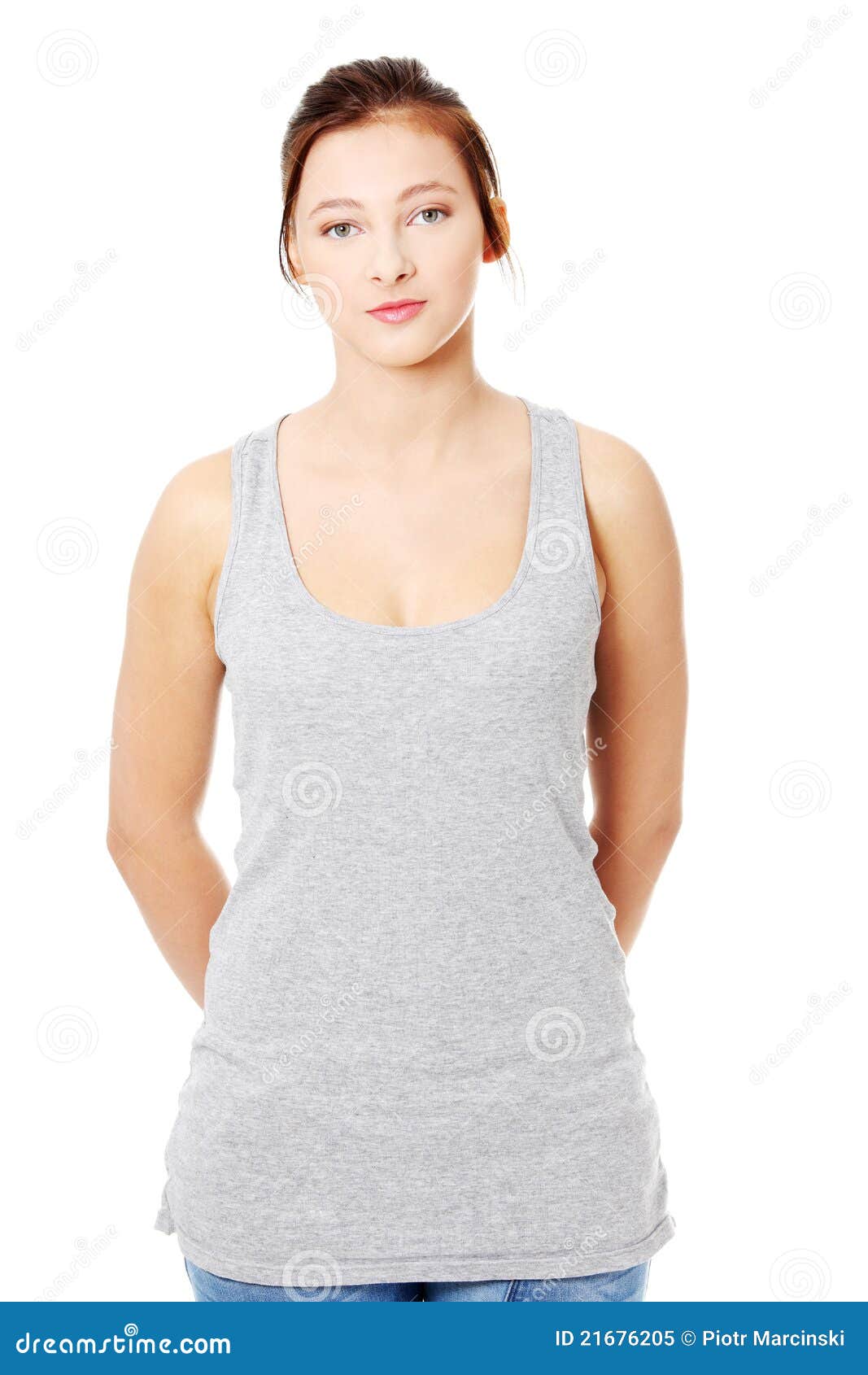 Young Pretty Girl Standing. Stock Image - Image of bright, brunette ...