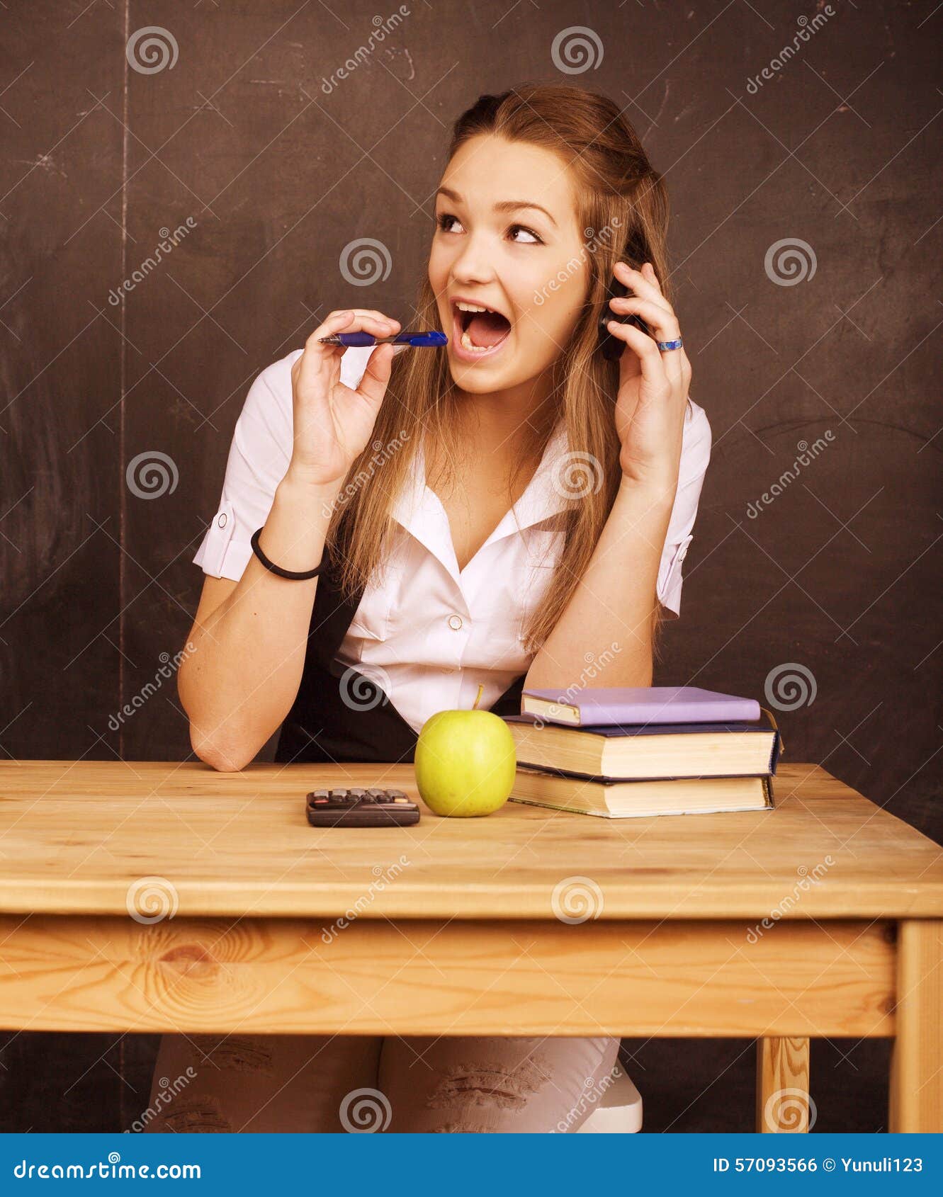 Young Pretty Girl Student in Classroom Stock Photo - Image of ...
