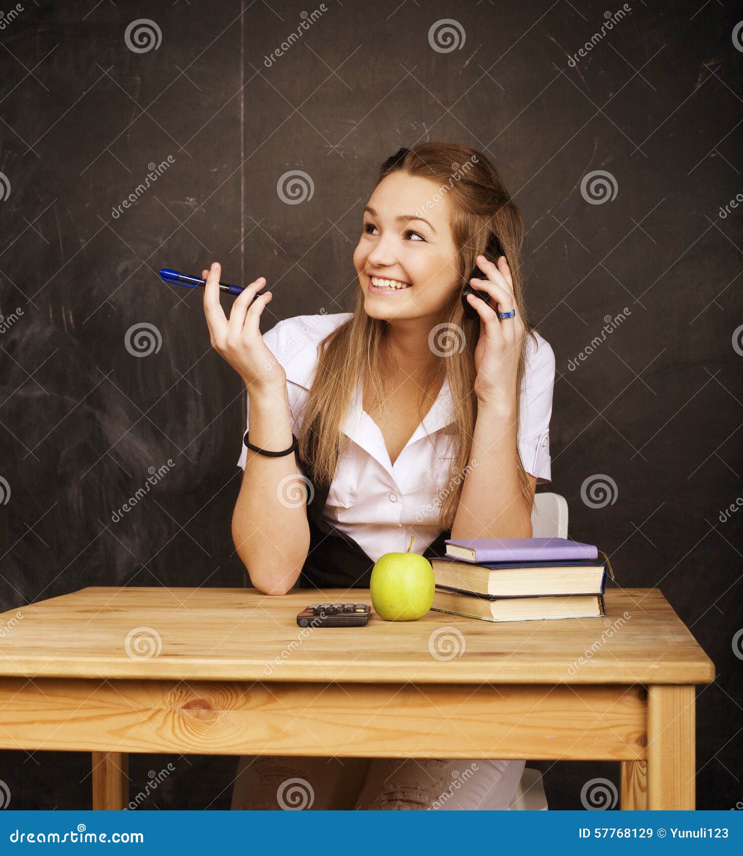 Young Pretty Girl Student in Classroom at Stock Image - Image of ...