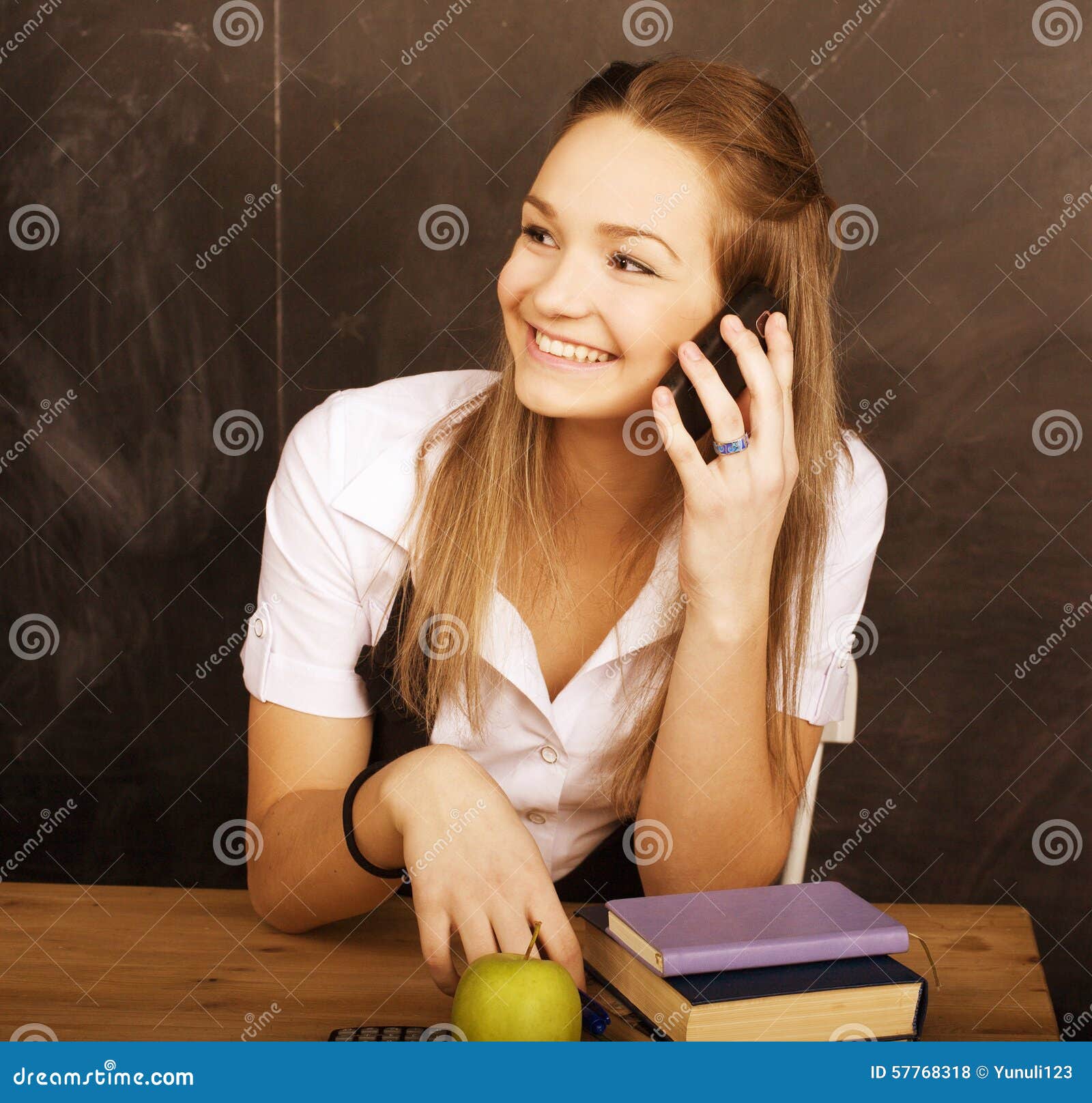 Young Pretty Girl Student in Classroom at Stock Photo - Image of casual ...