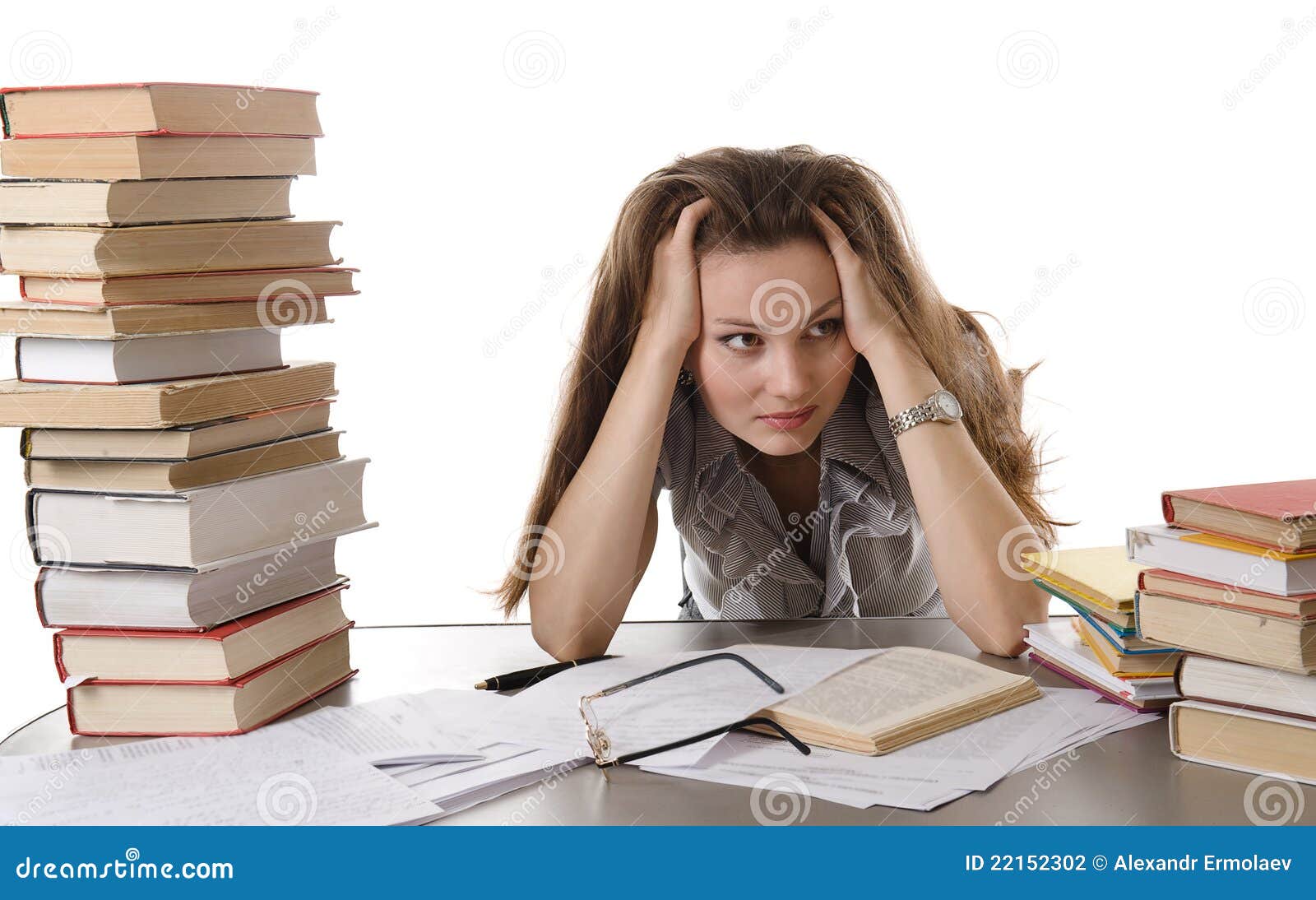 Young Pretty Girl Studying for Exams Stock Photo - Image of female ...