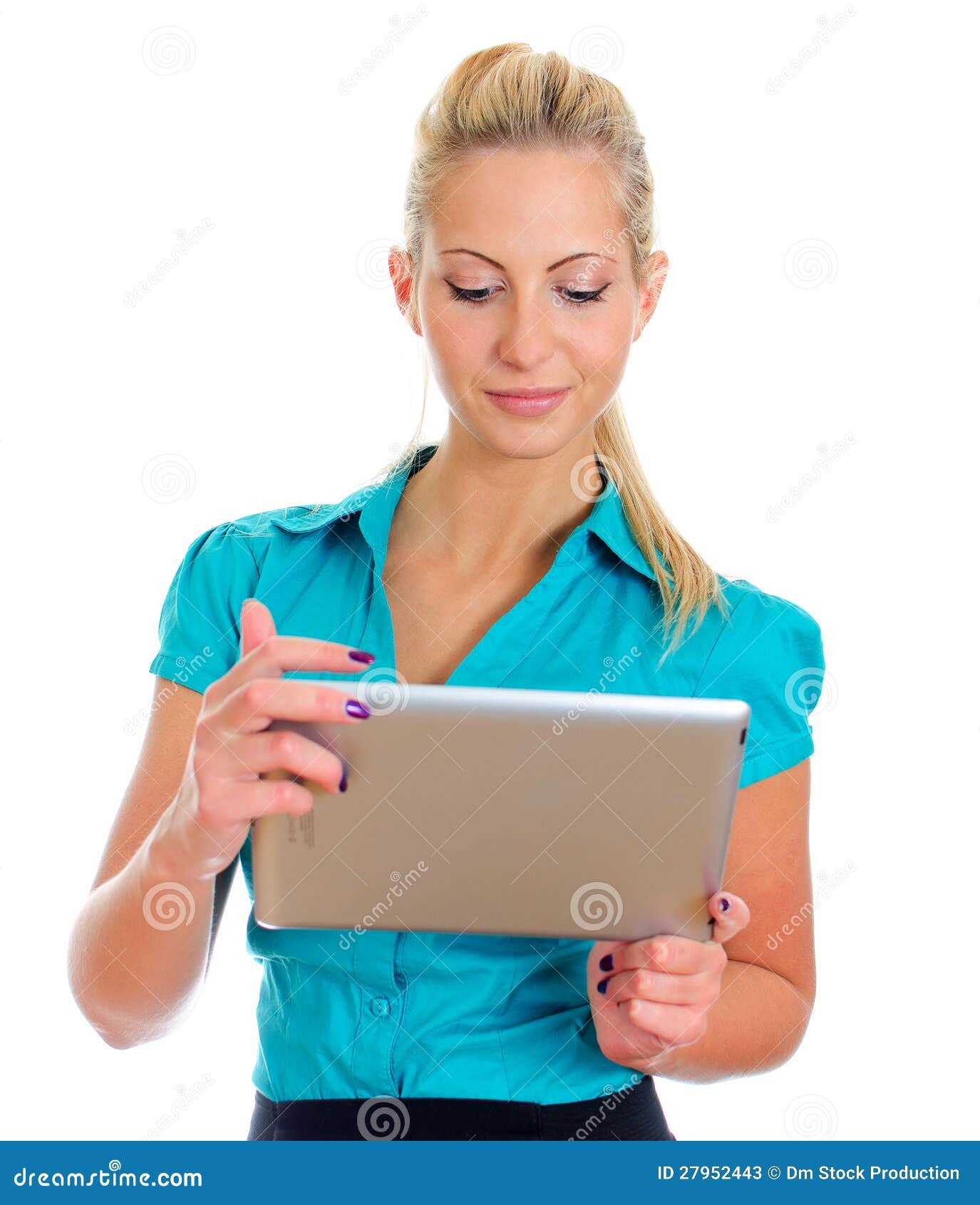 Young Pretty Girl with Tablet Computer. Stock Image - Image of business ...