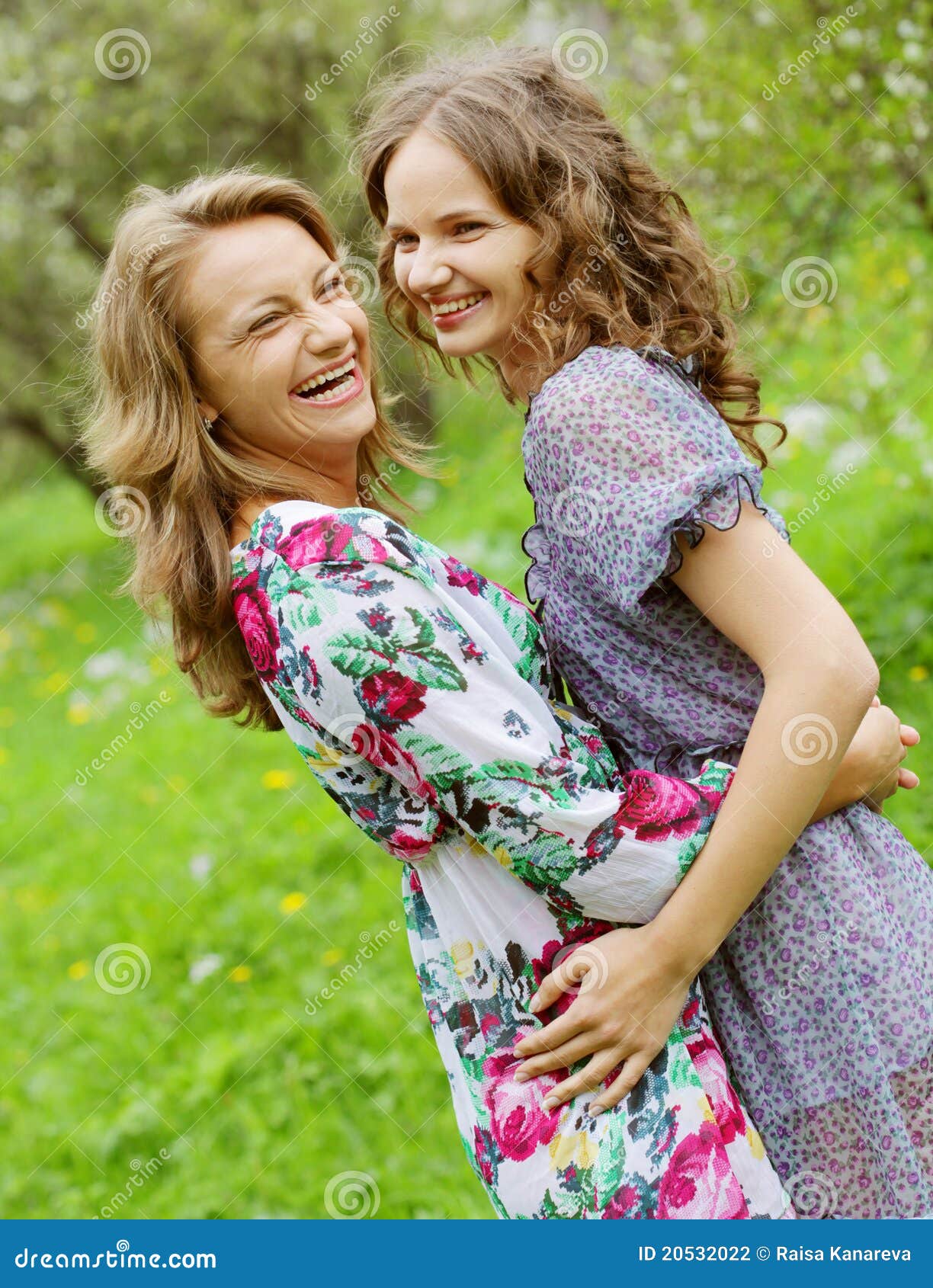Young Pretty Girlfriends Over Nature Background Stock Photo - Image of ...