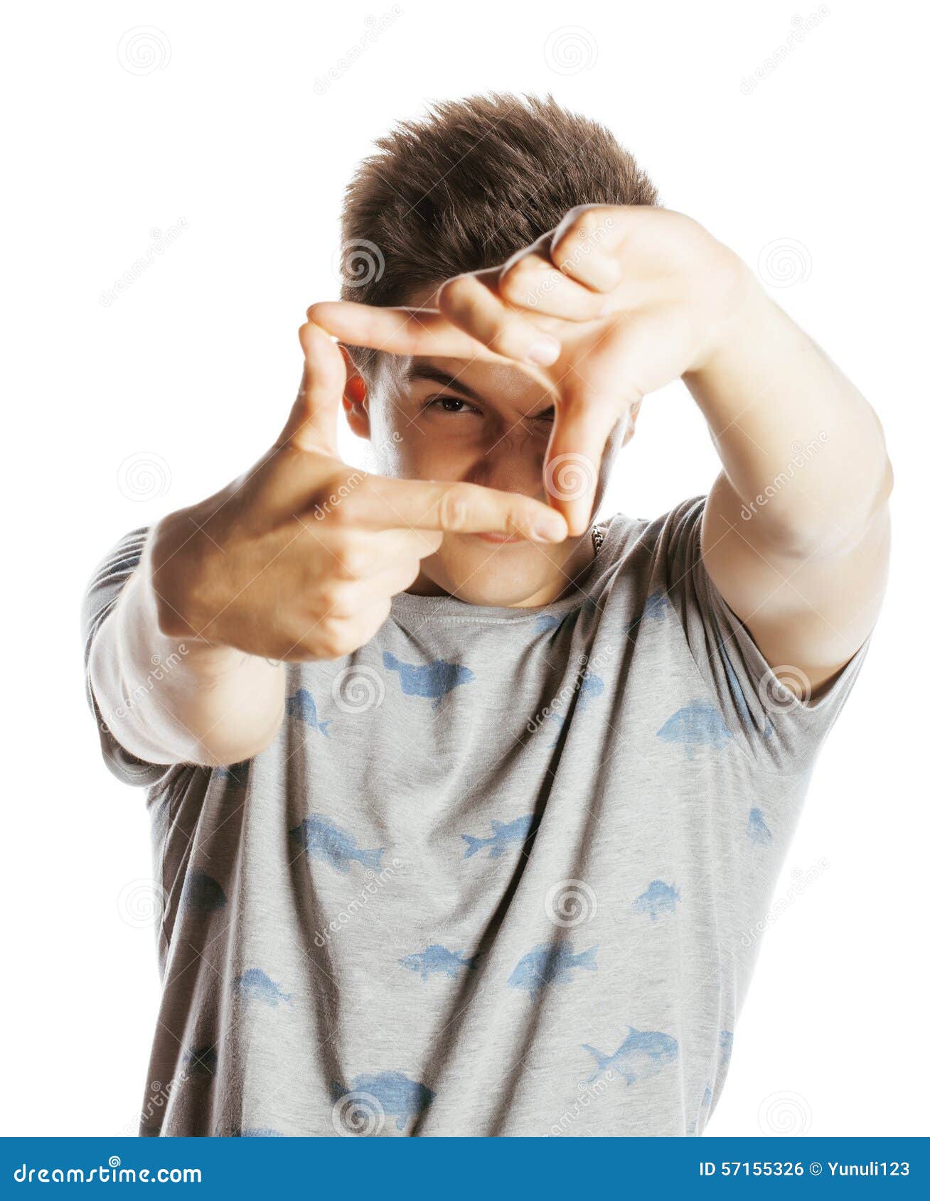 Young Pretty Man Framing with Fingers Isolated Stock Photo - Image of ...