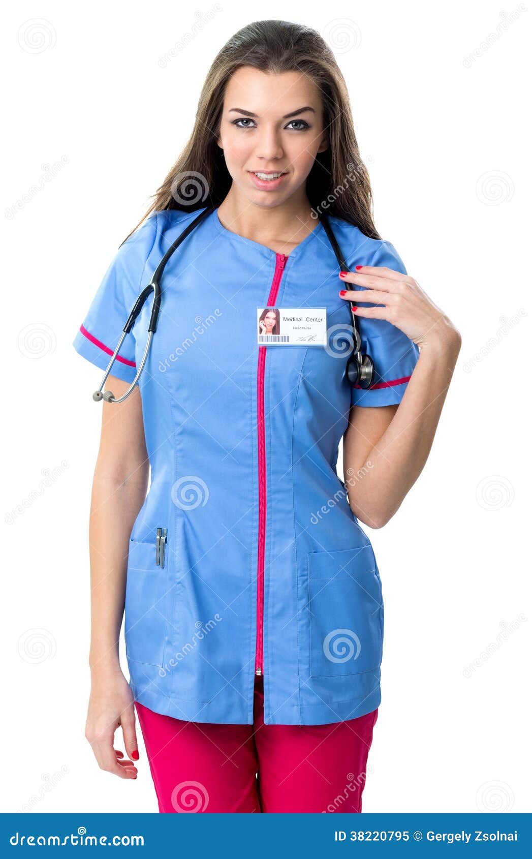 Young Pretty Nurse, in Work Clothes Stock Image - Image of clinic, care ...