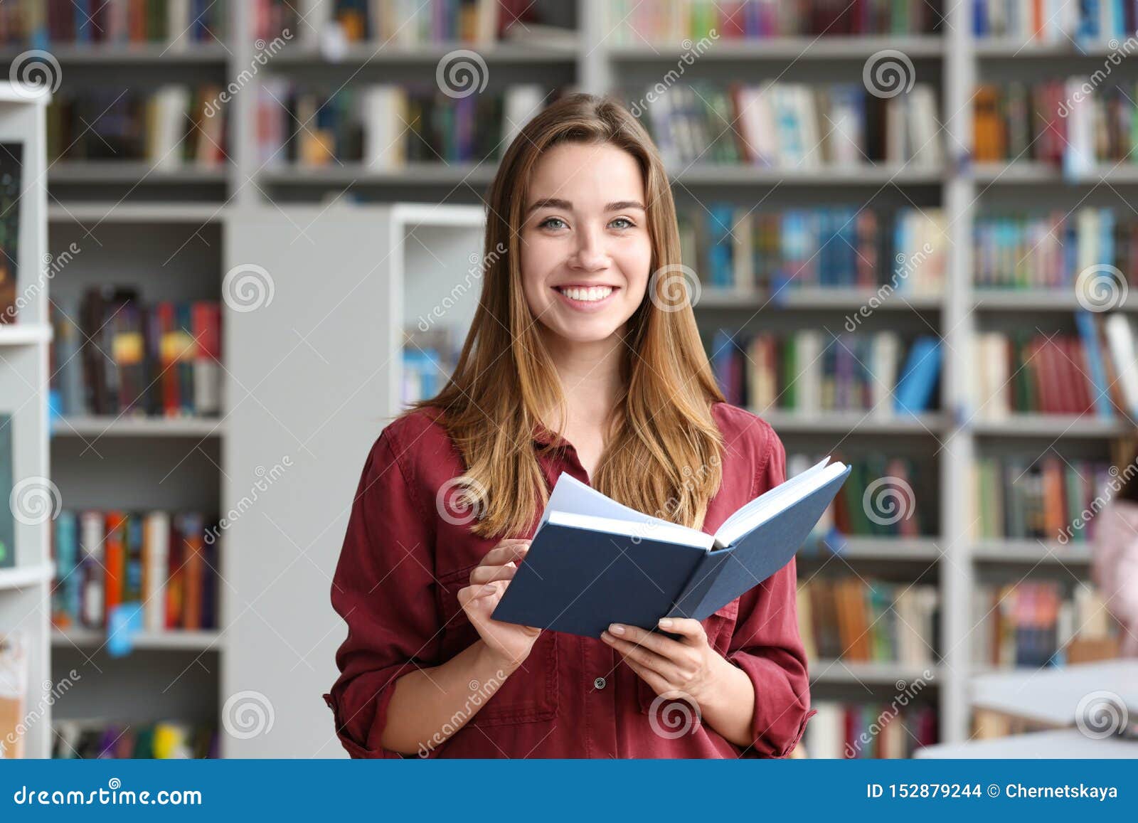 Young Pretty Woman with Book Stock Photo - Image of campus, learn ...