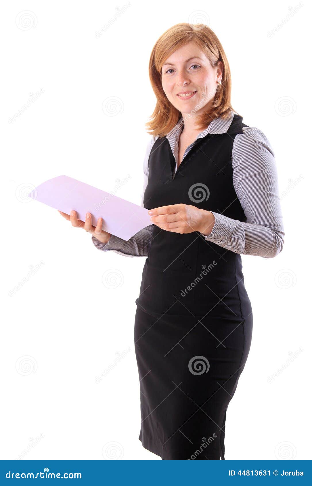 Young Pretty Woman with Document Stock Image - Image of standing ...