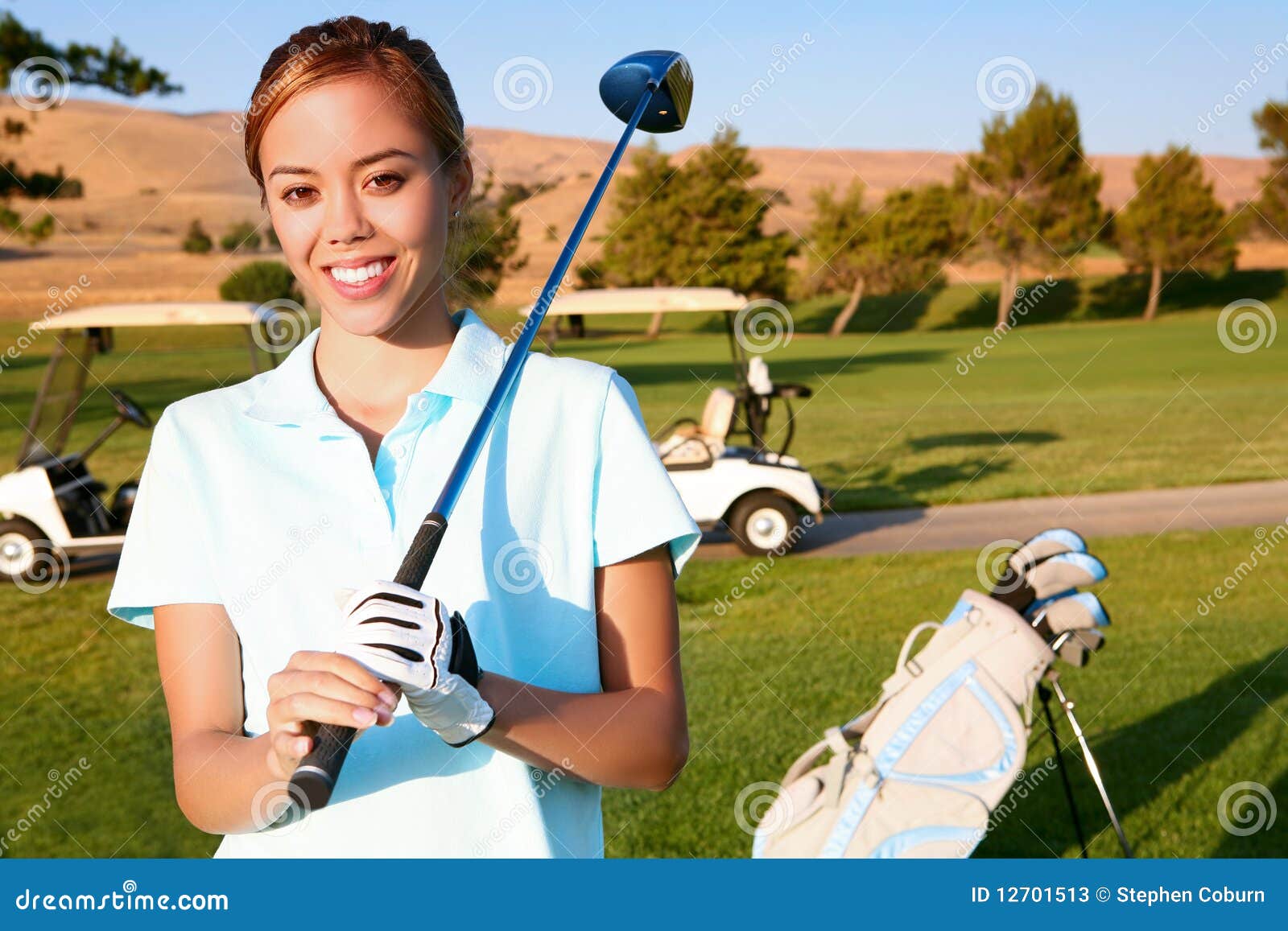 Young Pretty Woman Golfer stock image. Image of beauty - 12701513