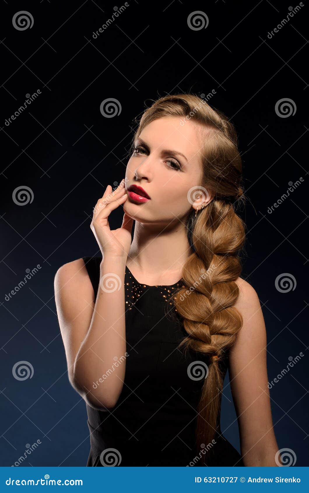 Young Pretty Woman with Plait Stock Image - Image of lady, gesture ...