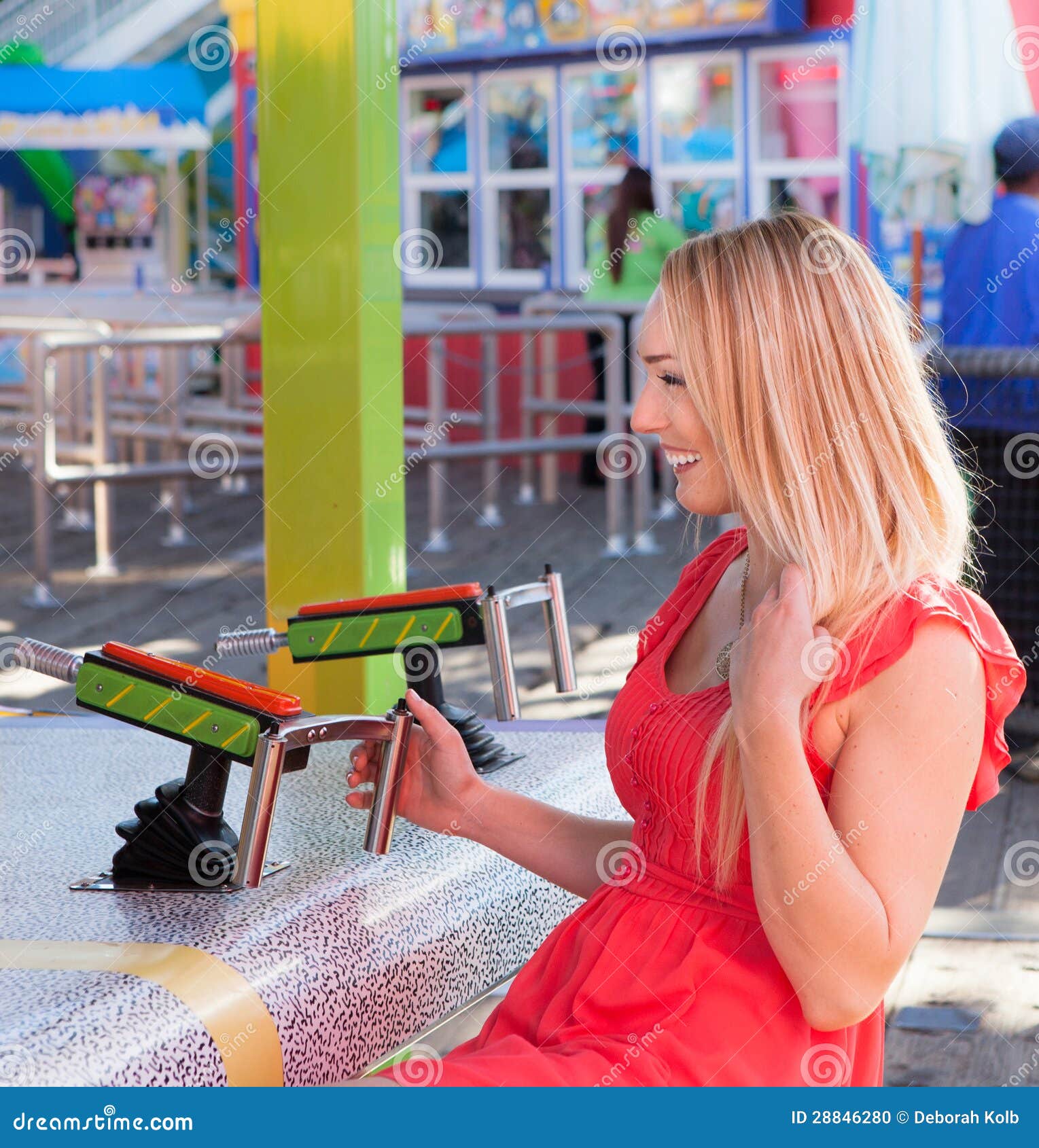 Young Pretty Woman Playing Games Stock Photo - Image of park, beautiful ...