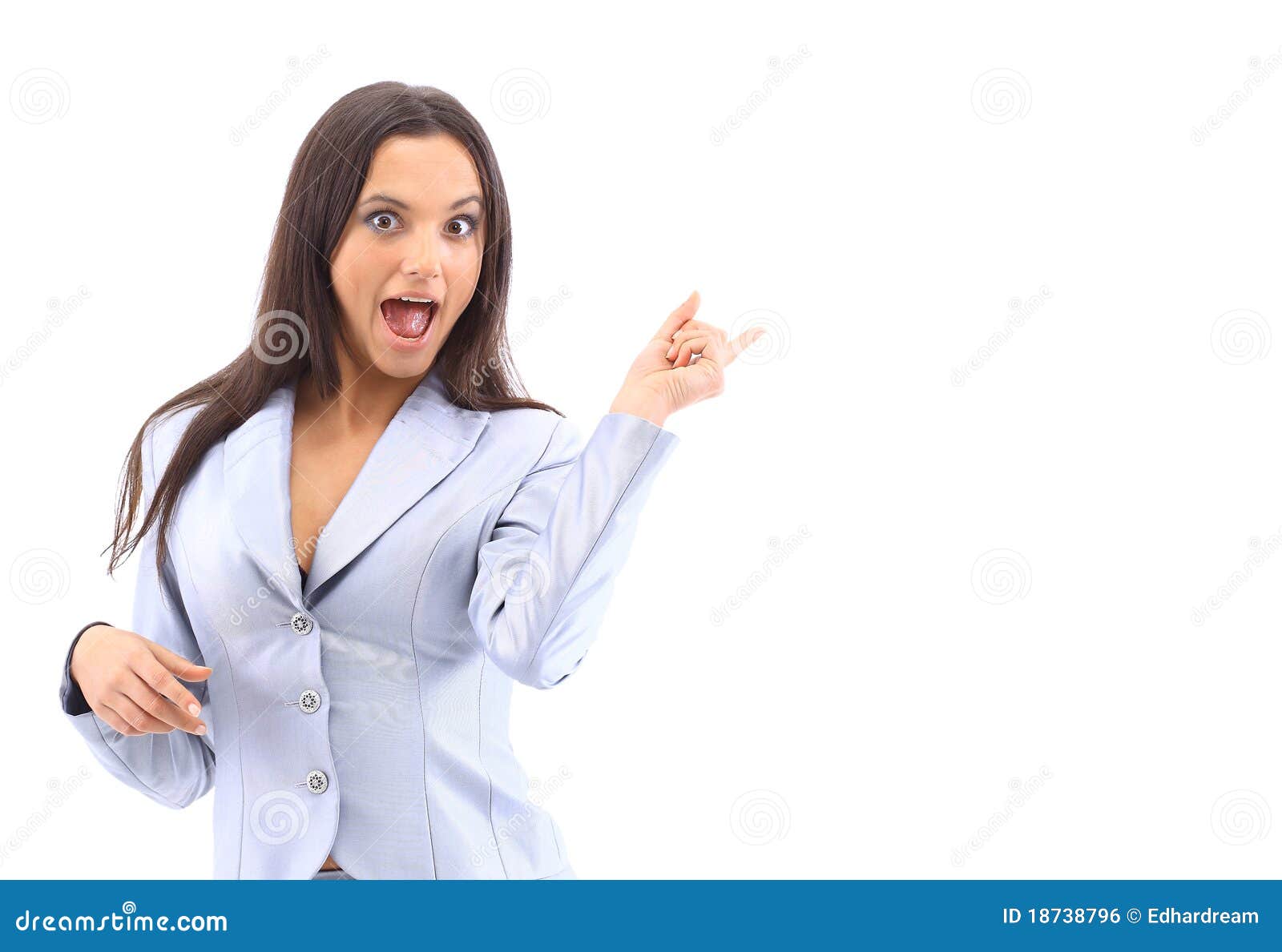 Young Pretty Woman Pointing Stock Photo - Image of close, happy: 18738796