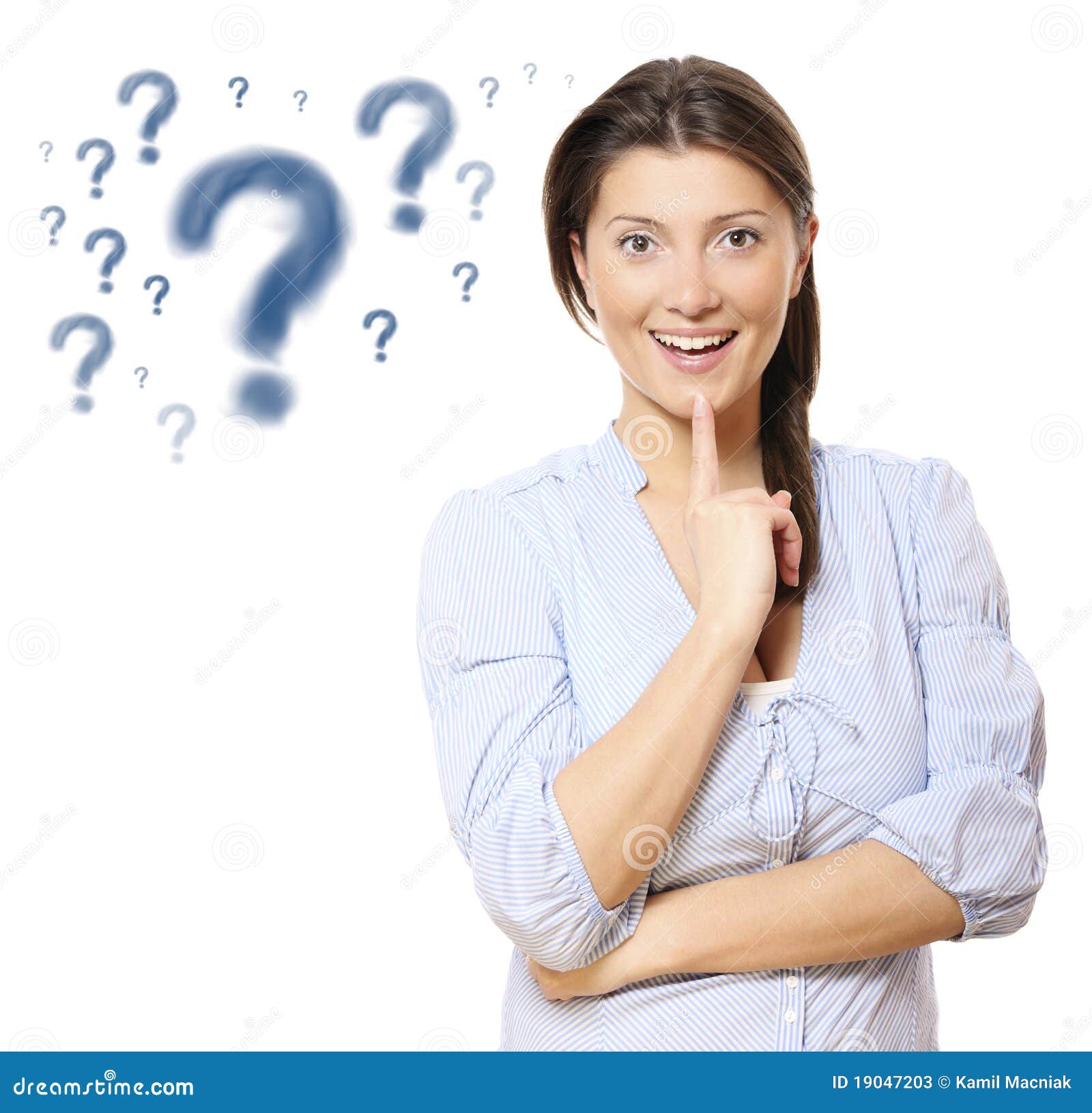 Young Pretty Woman With Question Marks Stock Image - Image of beauty ...