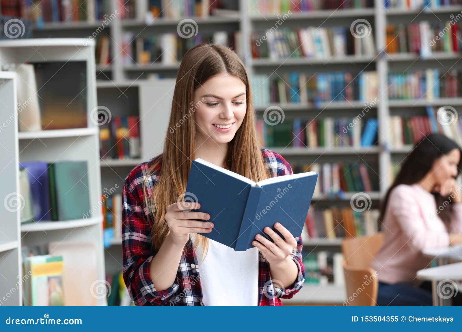 Young Pretty Woman Reading Book Stock Image - Image of read, assignment ...