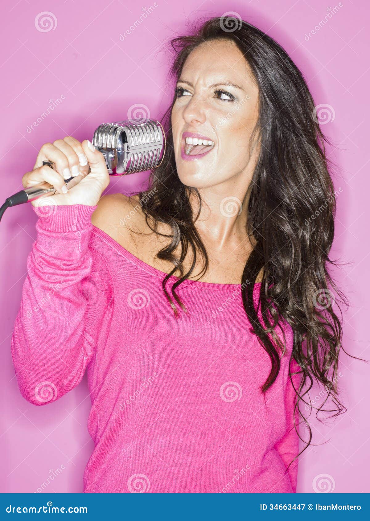 Young pretty woman singing stock image. Image of expression - 34663447
