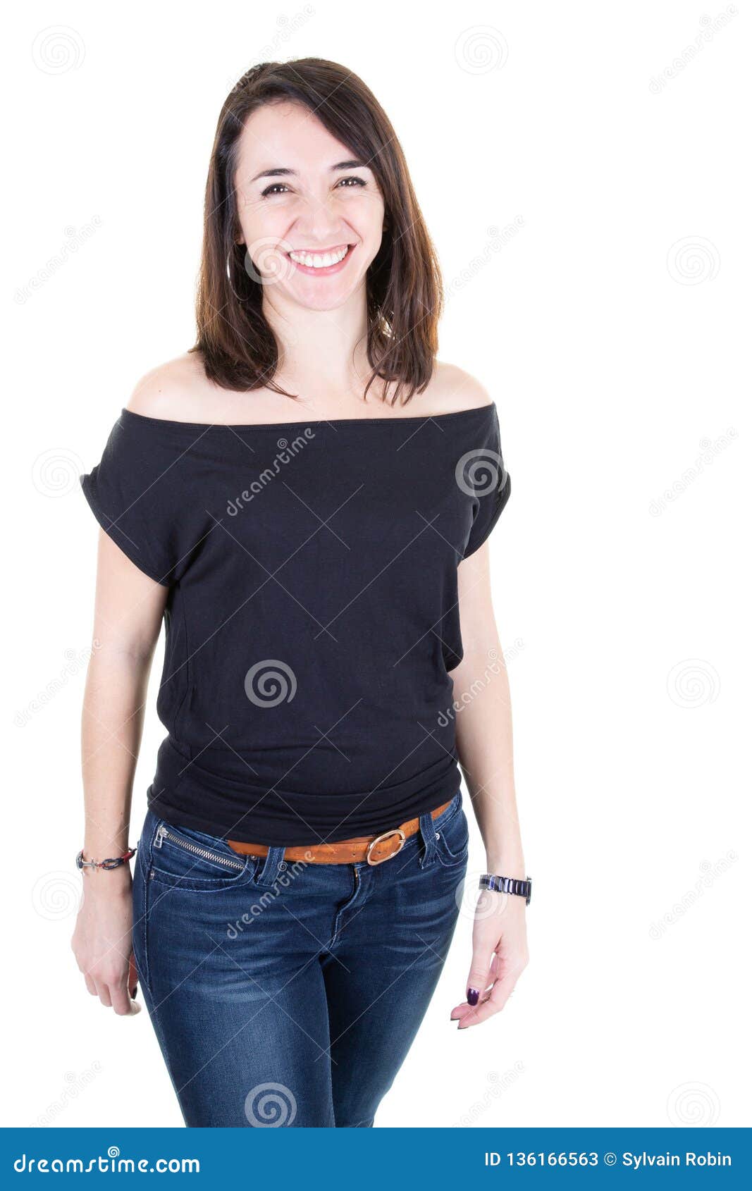 Young Pretty Woman Standing On White Background Stock Image - Image of ...