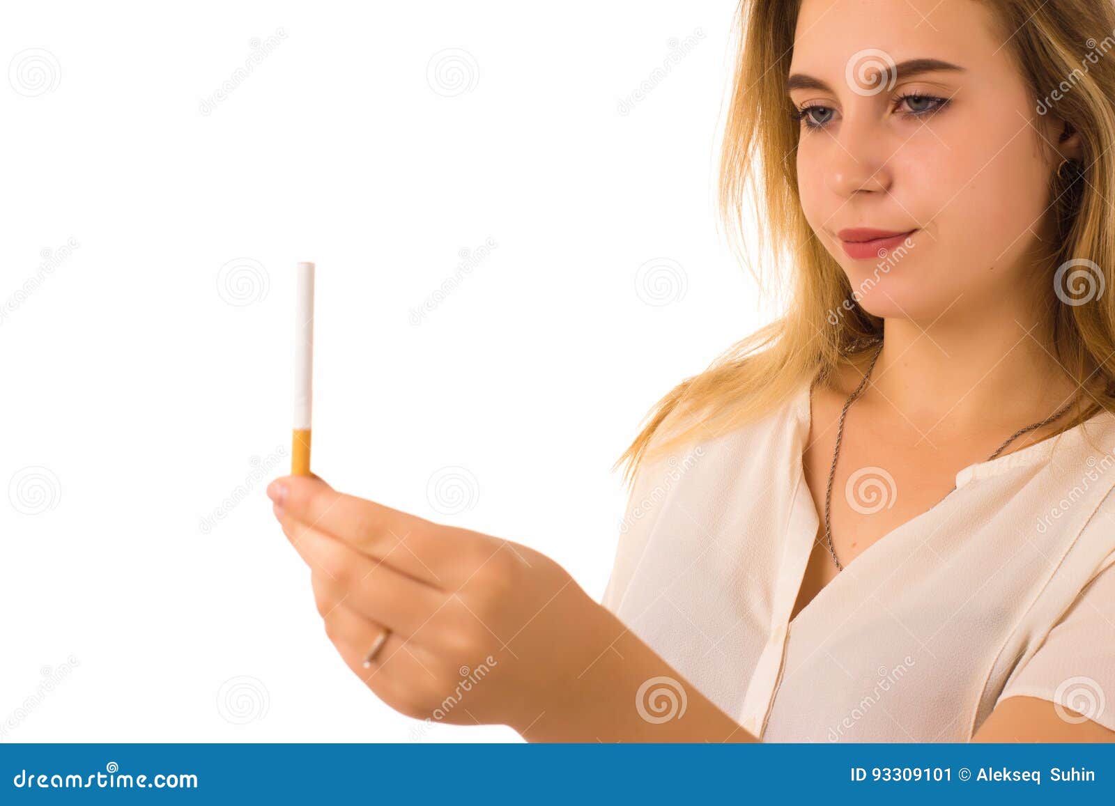 Young Pretty Woman, Stop Smoking Stock Image - Image of habit, concept ...