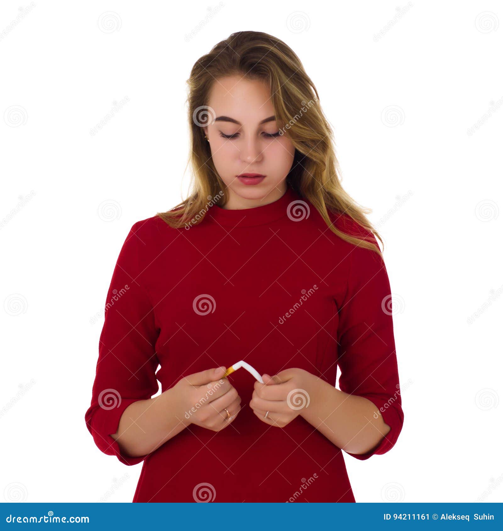 Young Pretty Woman, Stop Smoking Stock Image - Image of caucasian, face ...