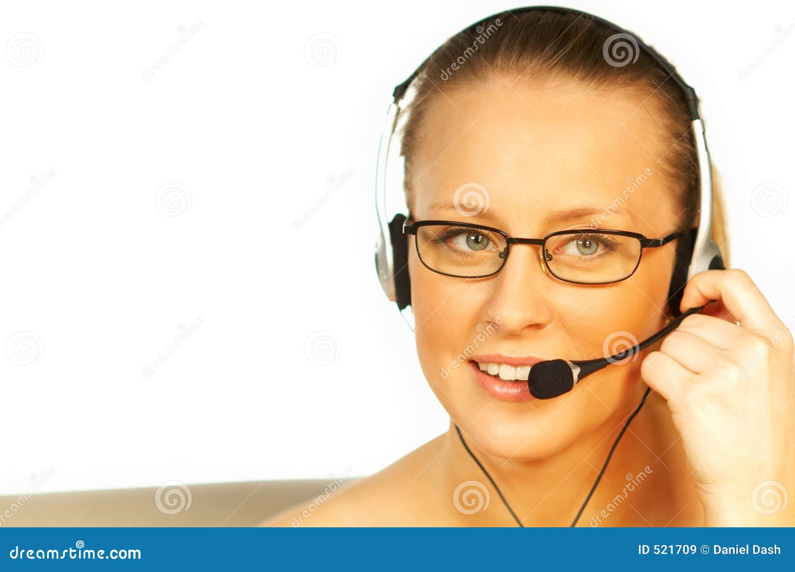 Young Pretty Woman Wearing a Phone Headset Stock Image - Image of ...