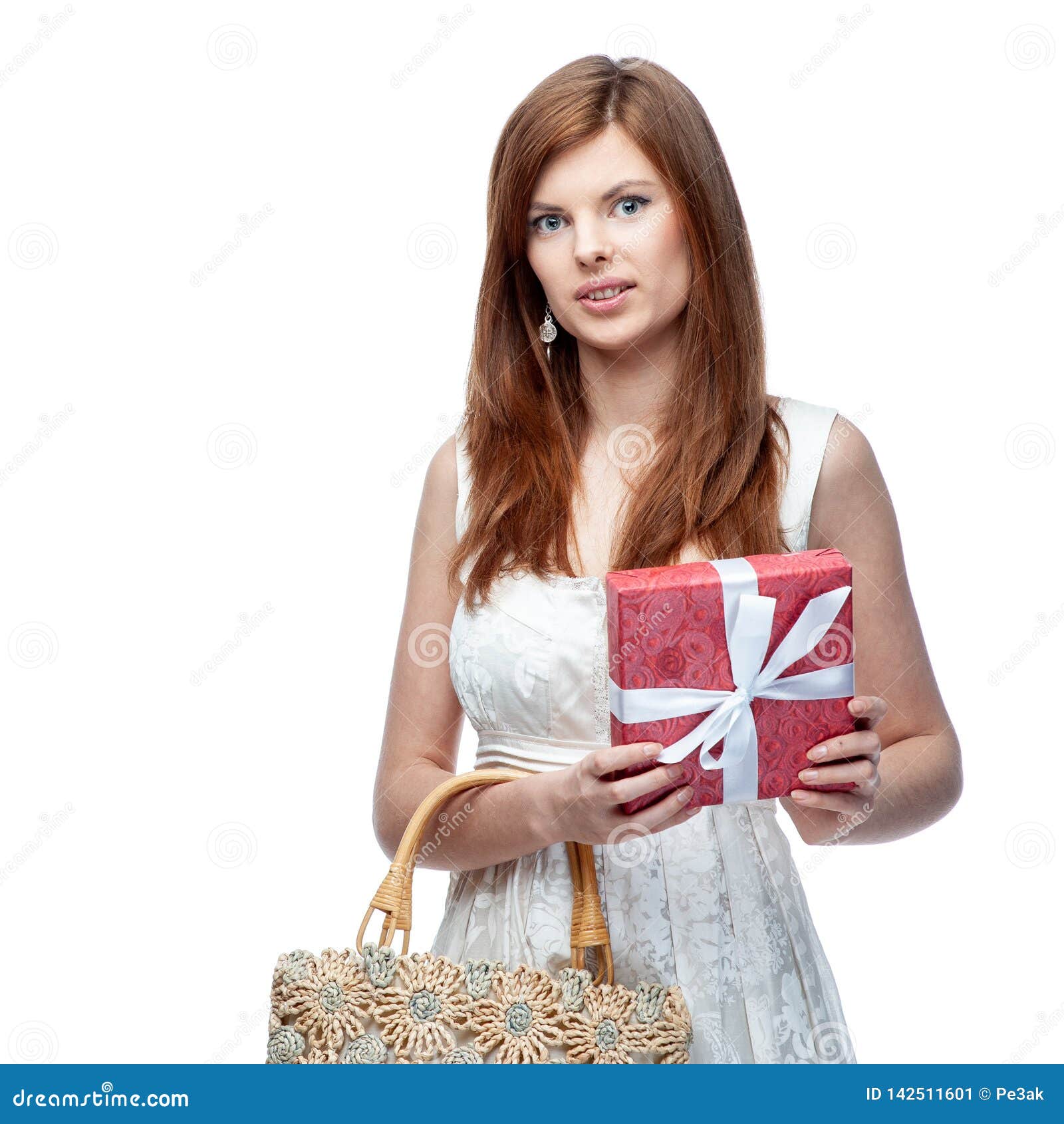 Young Pretty Woman with Wicker Basket Stock Image - Image of indoor ...