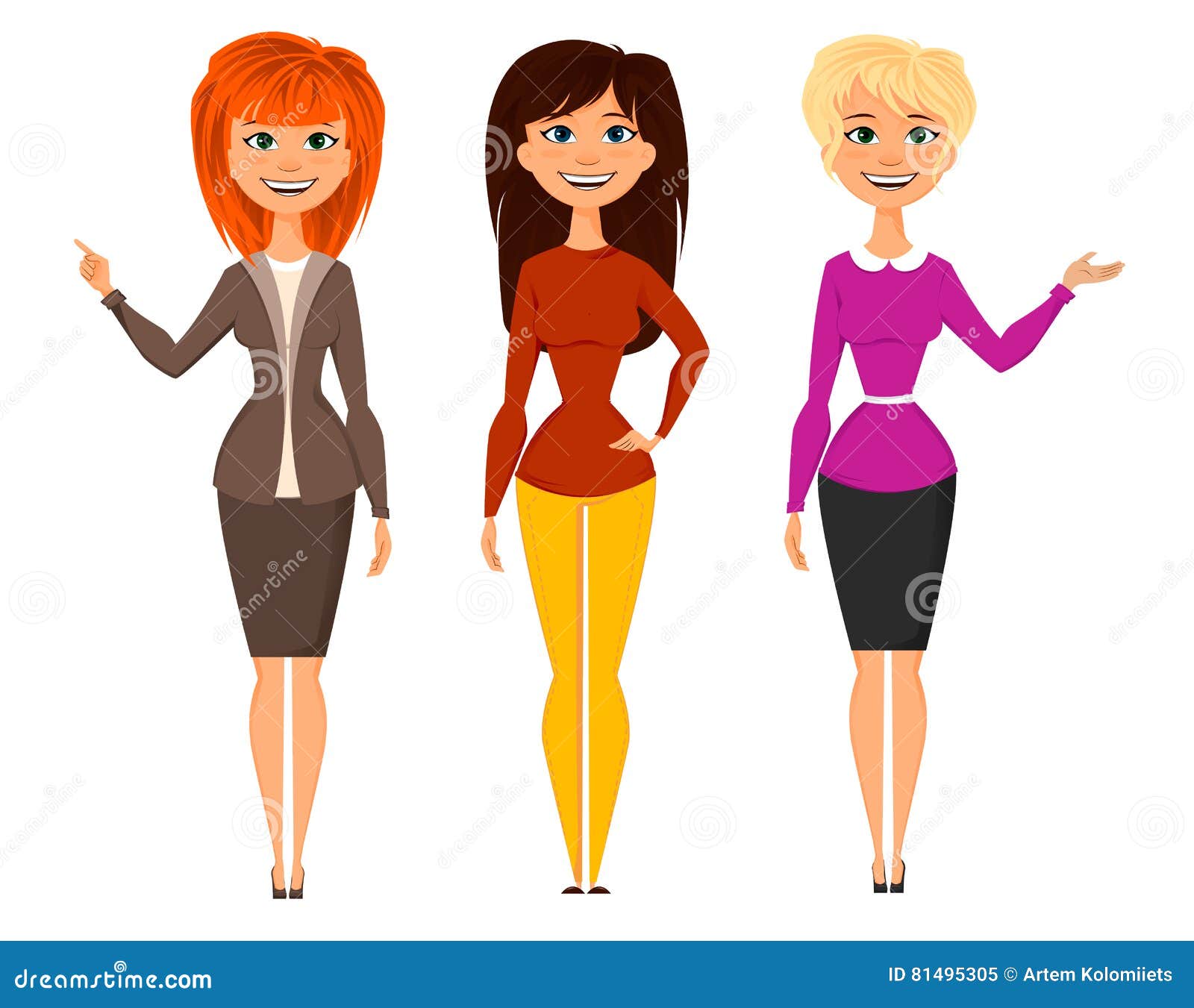 Young Pretty Women in Smart Office Clothes Stock Vector - Illustration ...