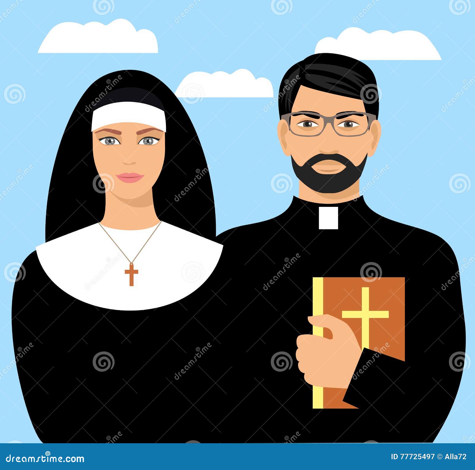 Young Priest Character Reading Bible Book, Catholic Preacher, Holy ...