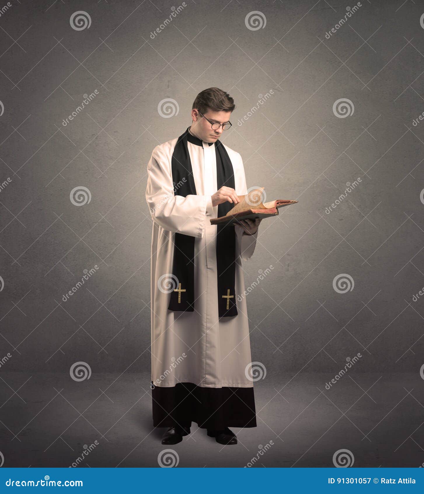 Young Priest in Giving His Blessing Stock Image - Image of book ...