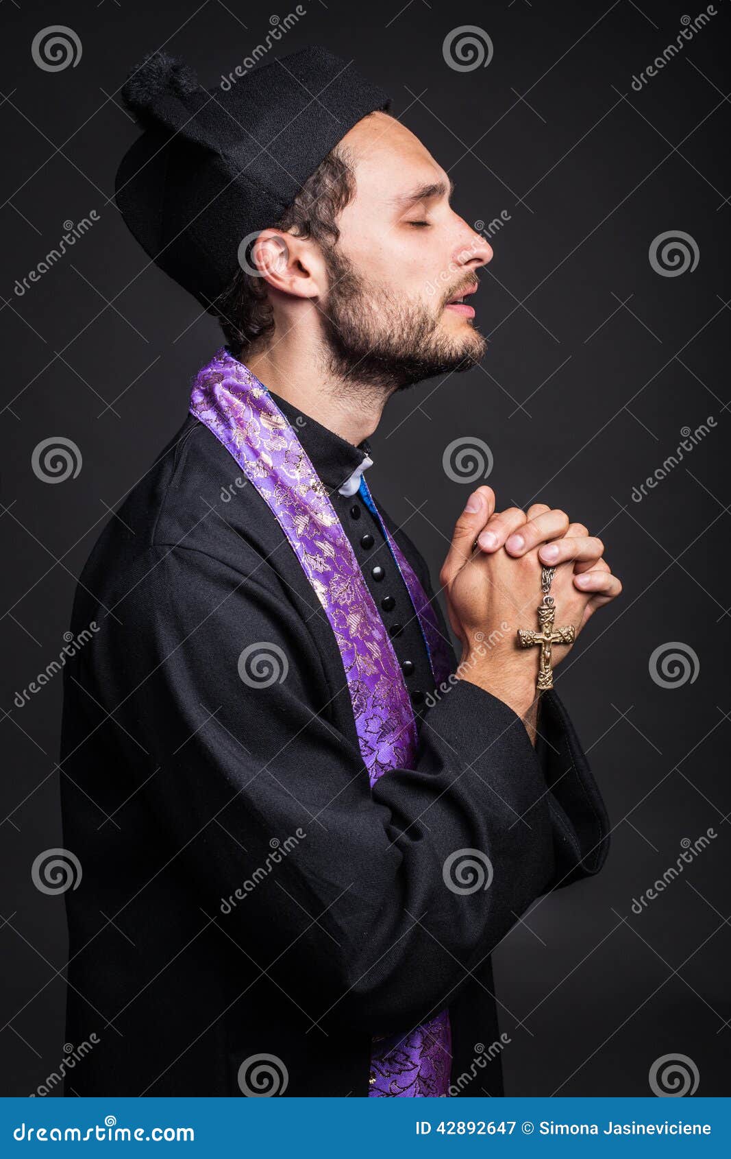 Young priest praying stock image. Image of portrait, faithful - 42892647