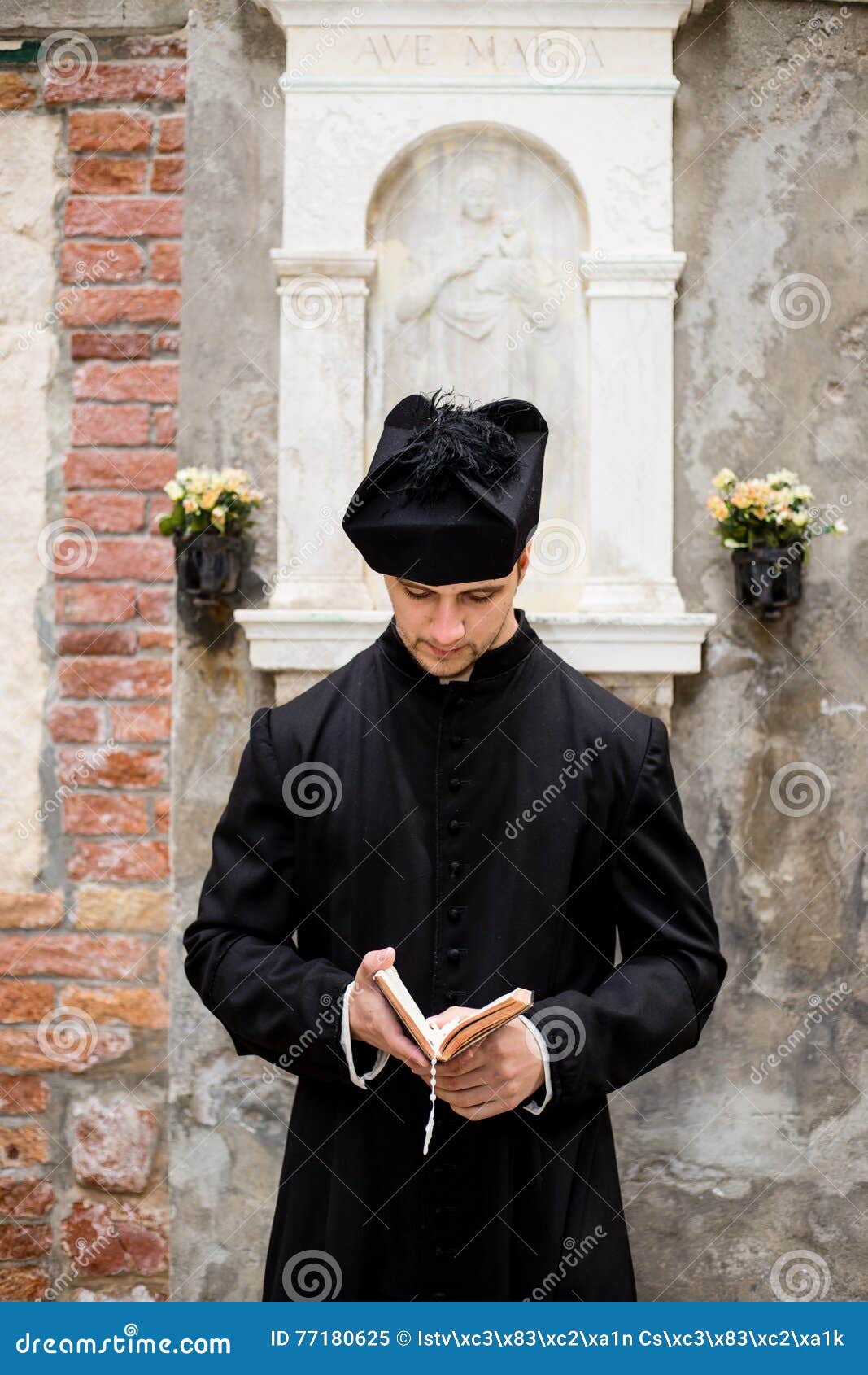 Young priest in venice stock image. Image of black, portrait - 77180625