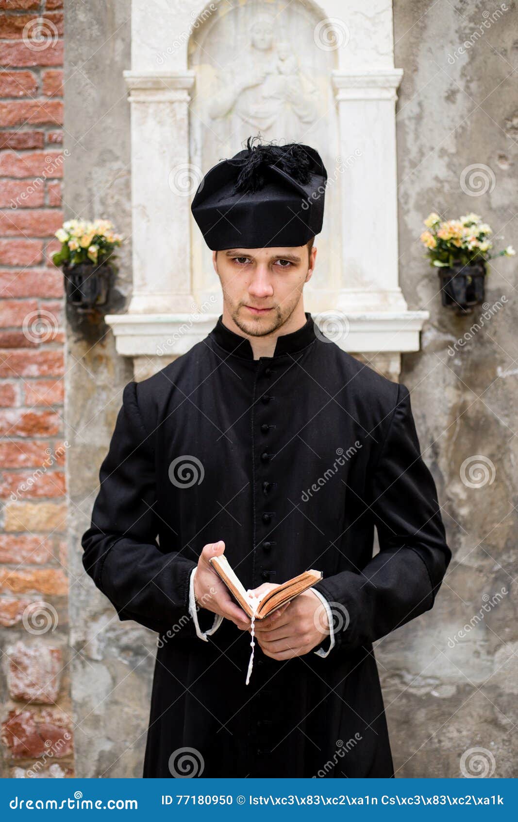 Young priest in venice stock photo. Image of canal, bible - 77180950