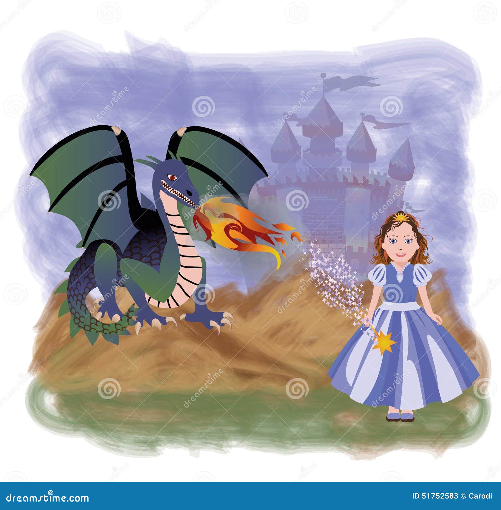 Magic Dragon. Winged With Horns And Wings Purple Dragon. Fantasy ...