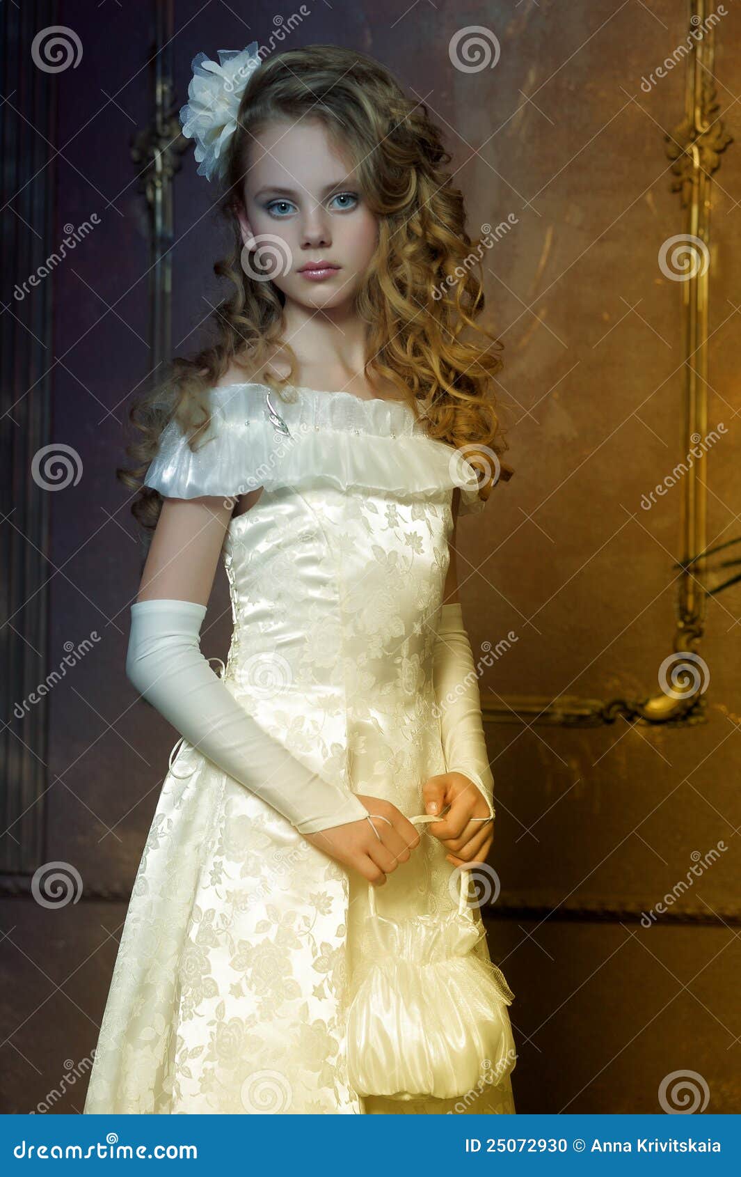 Young Princess in a White Dress Stock Photo - Image of femininity ...