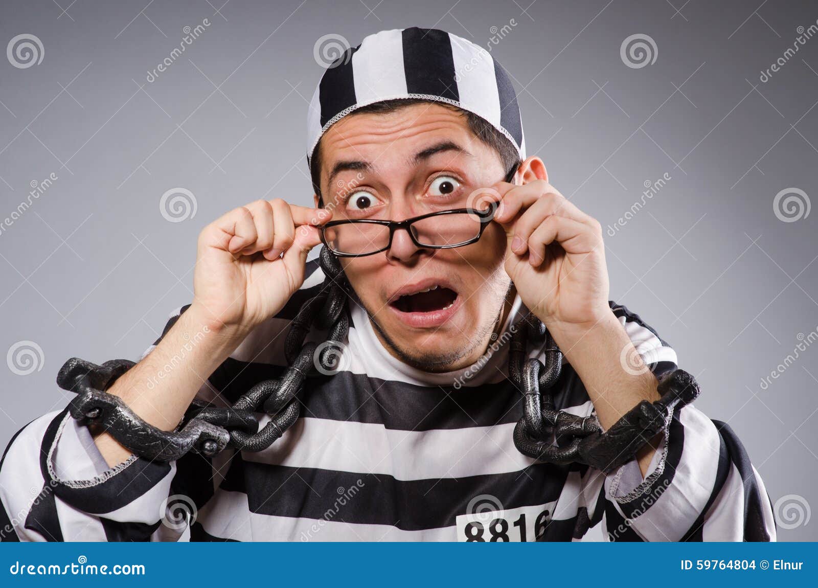 Young Prisoner in Chains Against Gray Stock Photo - Image of fetter ...