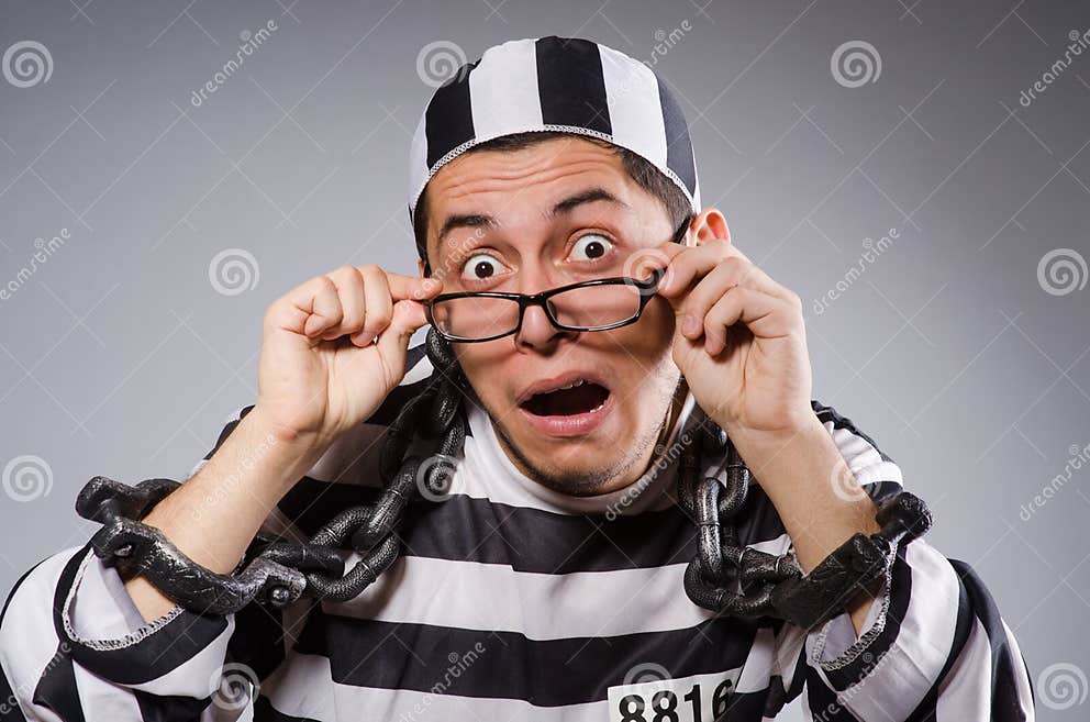 Young Prisoner in Chains Against Gray Stock Photo - Image of fetter ...