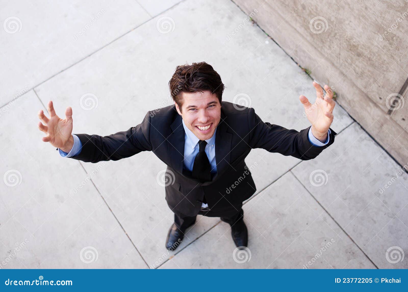 Young Professional Businessman with Arms Open Stock Image - Image of ...