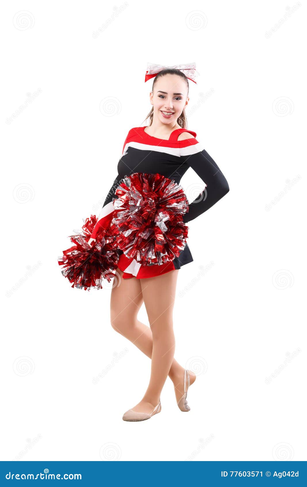 Young Professional Cheerleader with Pom-pom in Your Hand Posing at ...