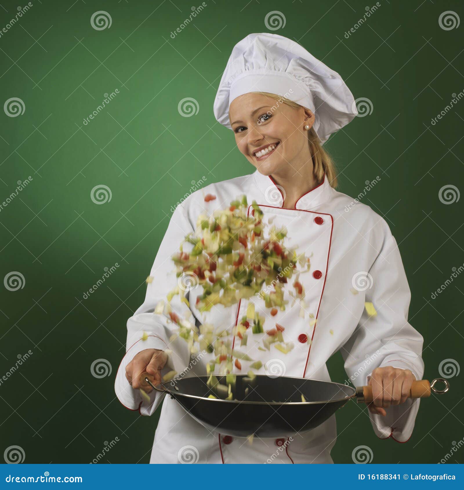 Young Professional Cook on Green Background - Squa Stock Image - Image ...
